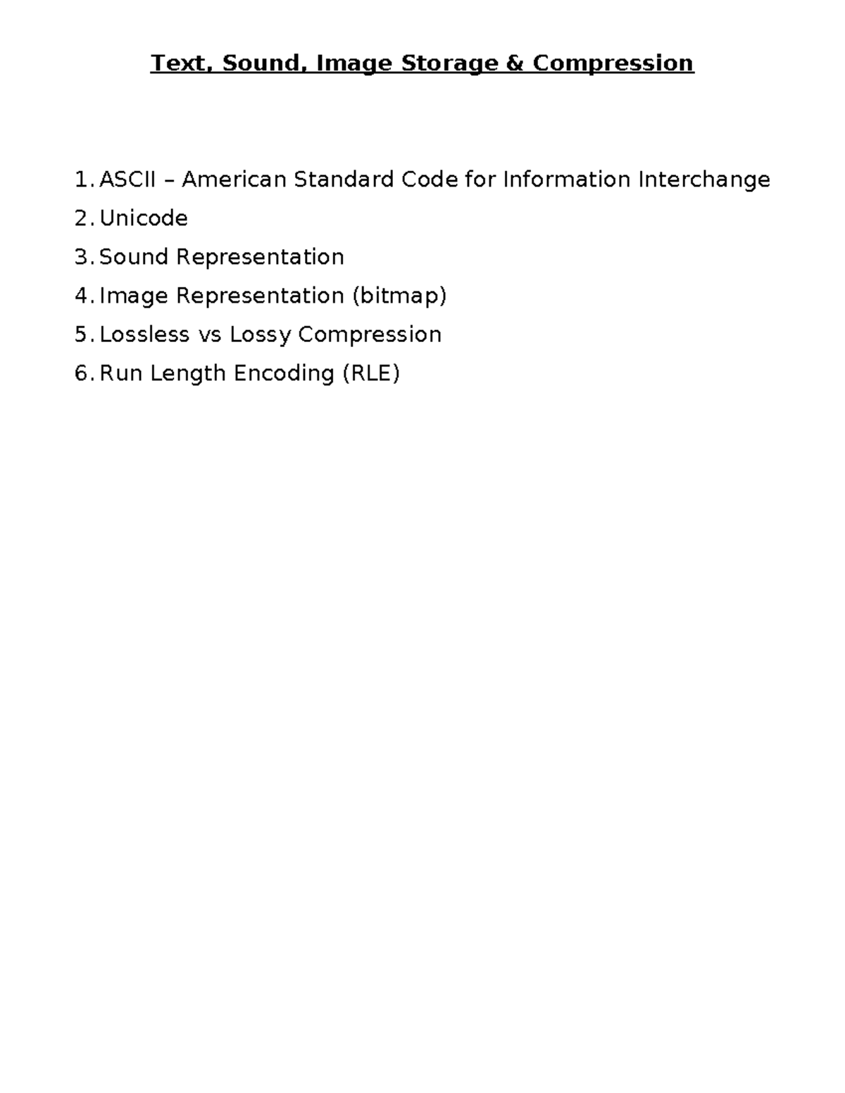 1.2, 1.3 Text and Image Storage & Compression Overview - Studocu