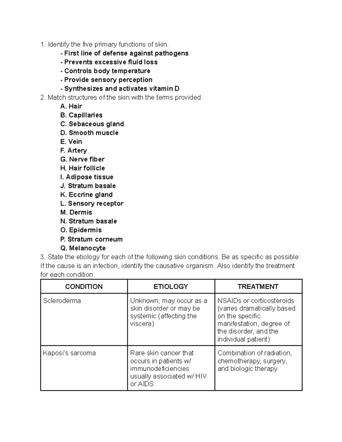 Gould's Pathophysiology Study Guide - Skin Worksheet 8 Answers - Studocu