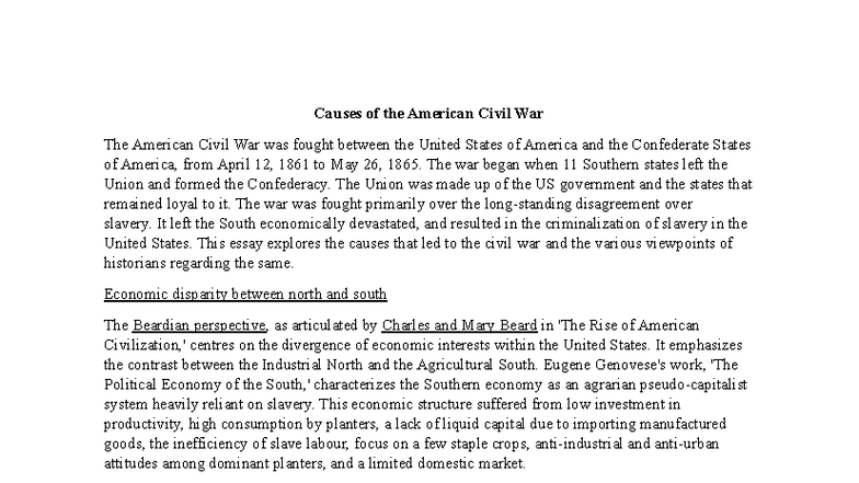 Causes of the American Civil War: Historical Perspectives and Analysis ...