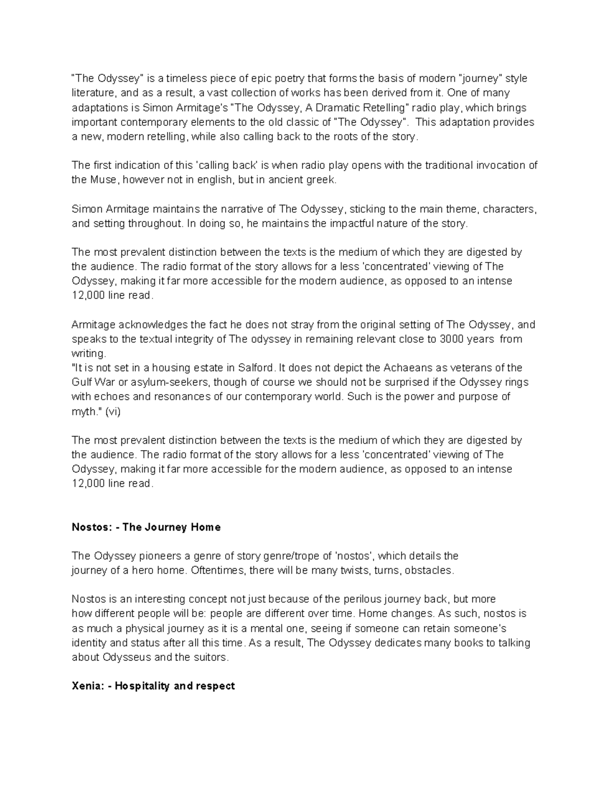 Script - The Odyssey - “The Odyssey” is a timeless piece of epic poetry ...