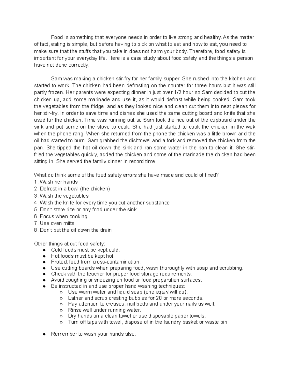 DONE Food safety - case study - Food is something that everyone needs ...