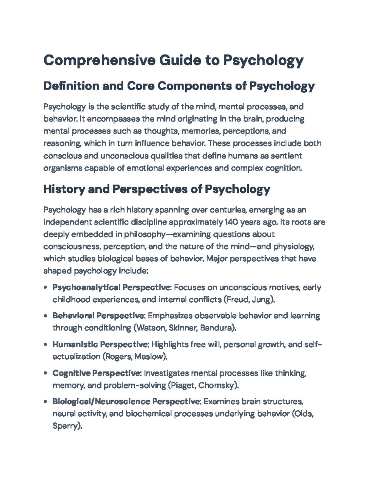 Comprehensive Guide to Psychology: Key Concepts and Theories (PSY 101) - Studocu