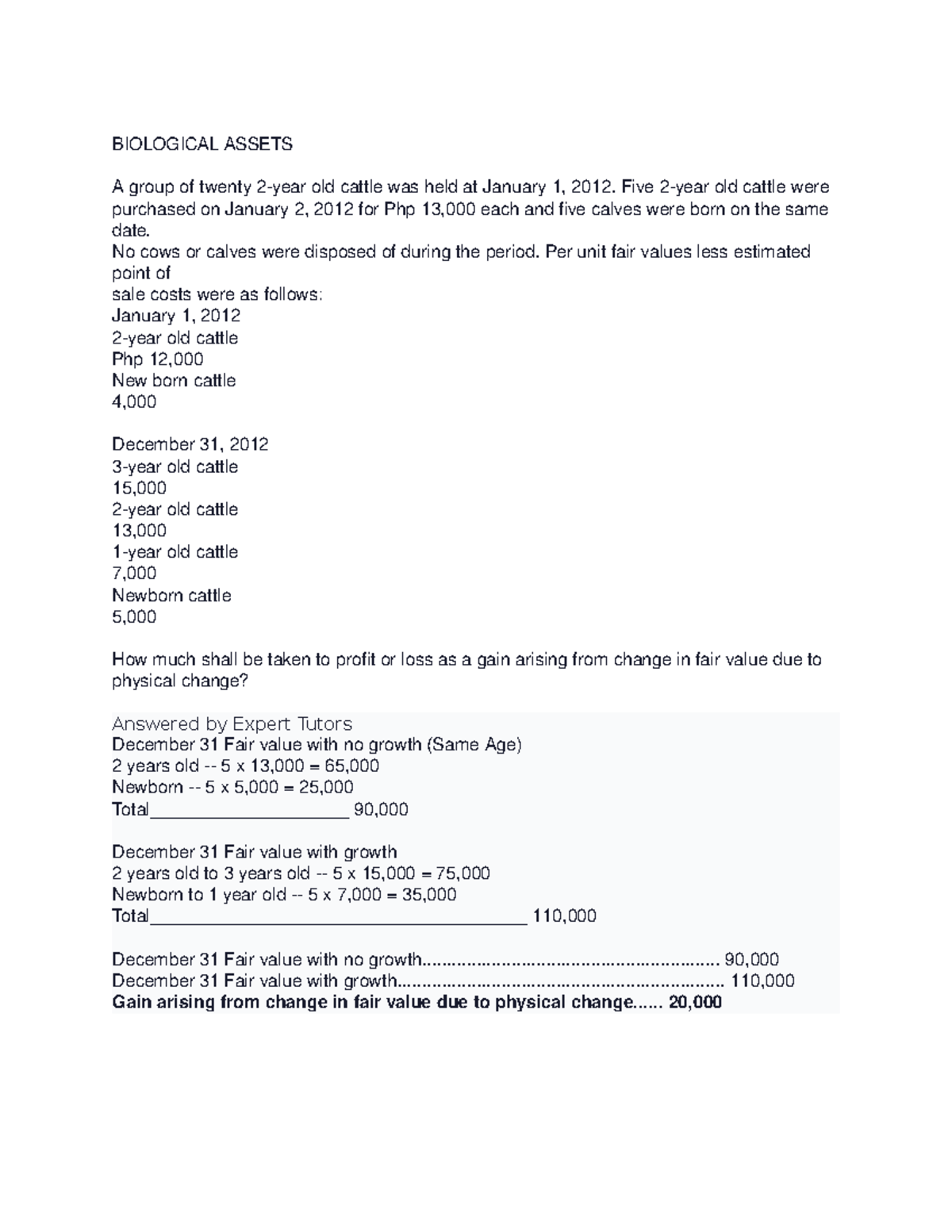 Biological Assets - prof discussion - BIOLOGICAL ASSETS A group of ...