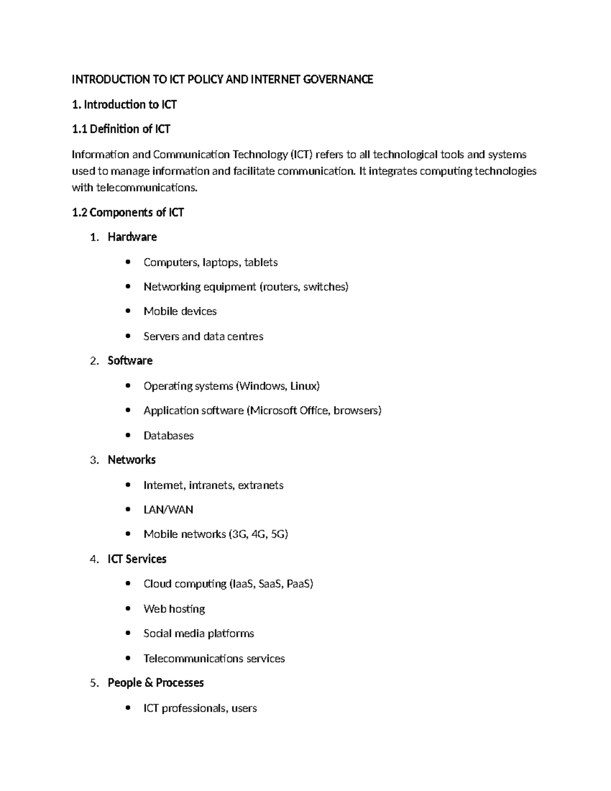 ICT Policy & Internet Governance Overview: Key Concepts & Issues - Studocu