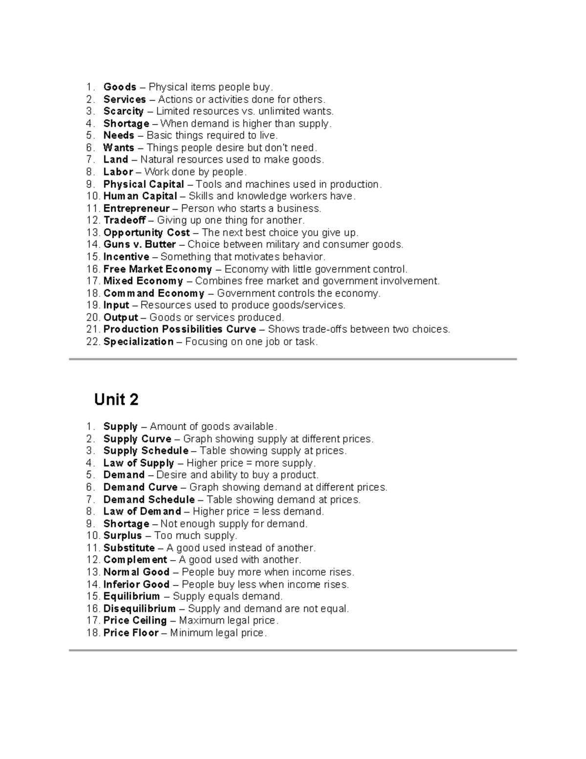 Economic Concepts and Terminology Overview (ECO101) - Studocu