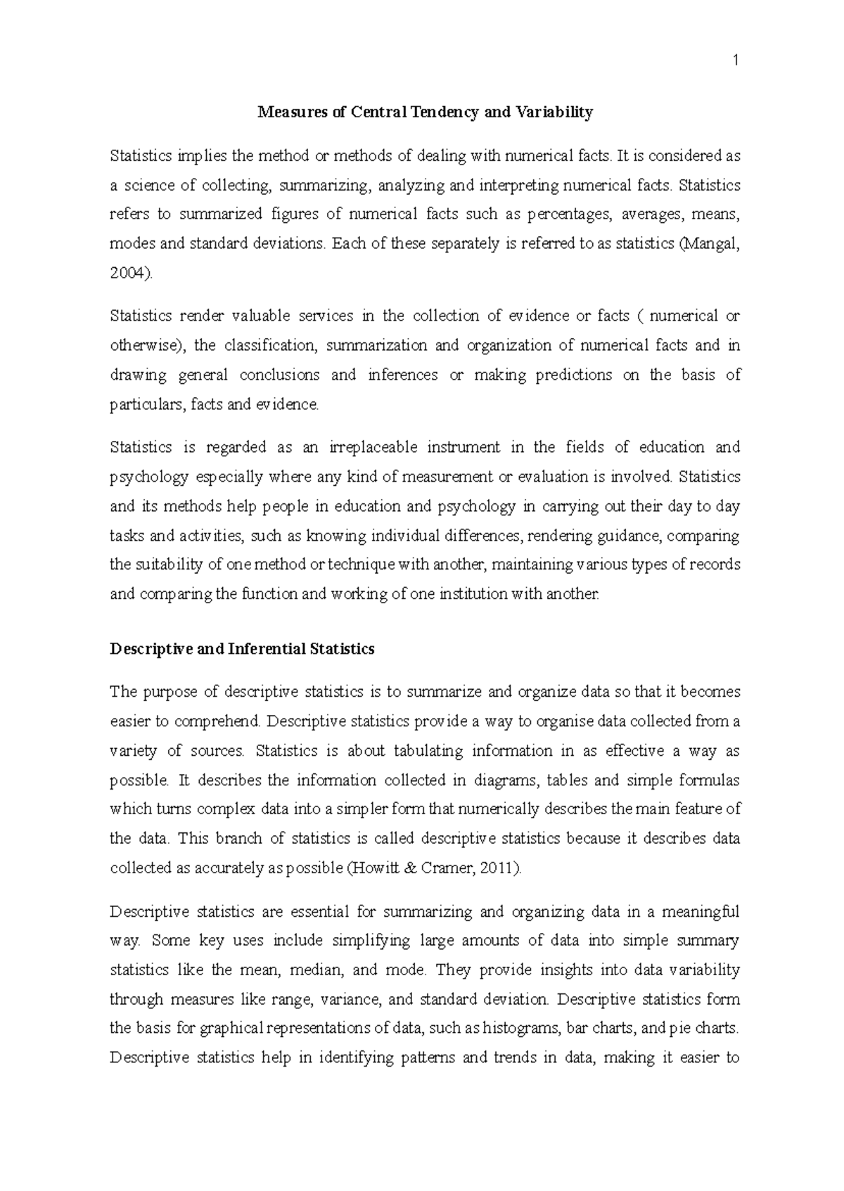 Statistics: Measures of Central Tendency & Variability (PSY 101) - Studocu