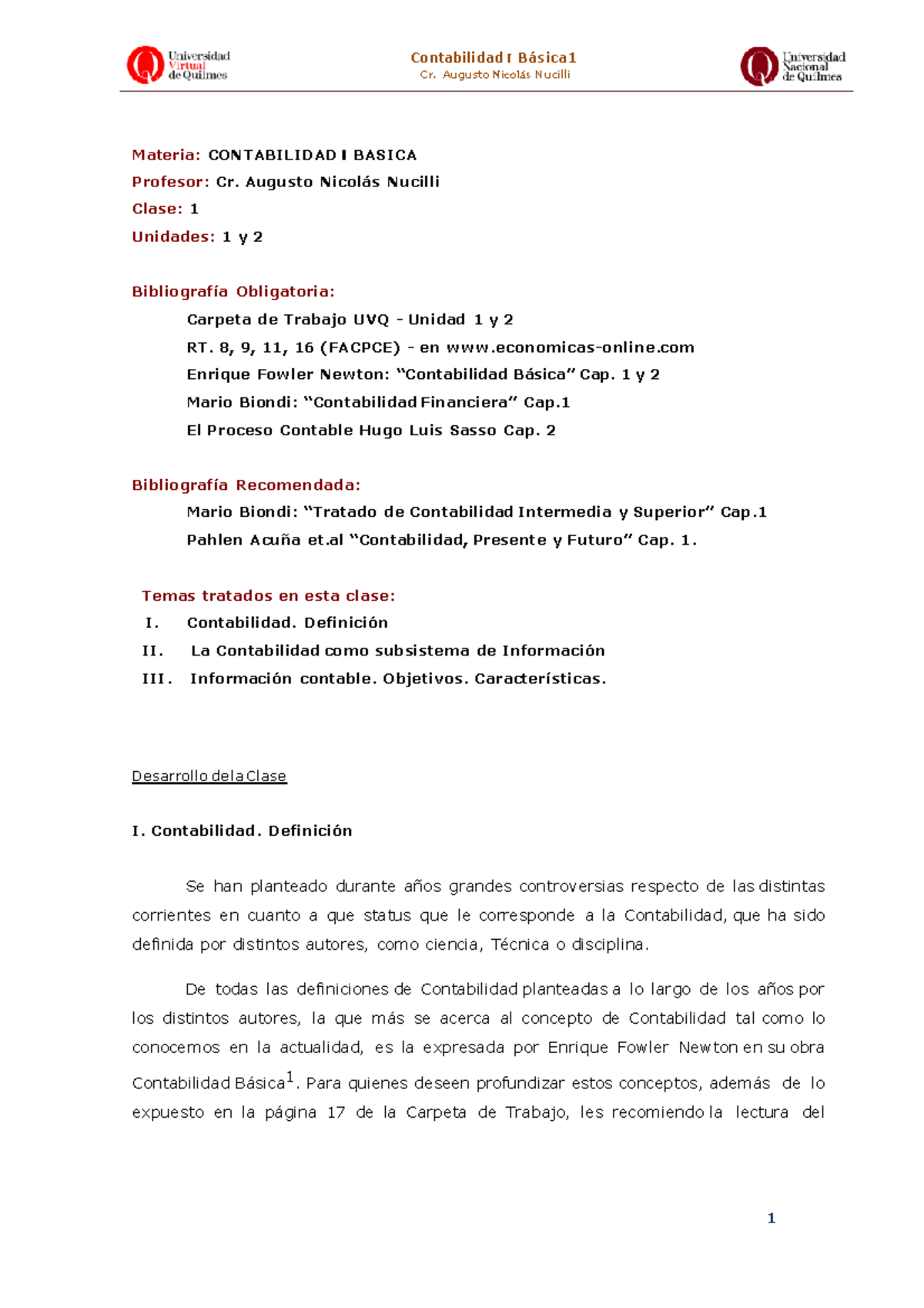 Clase 01 - Apuntes de Contabilidad I Básica: Definiciones y Sistemas ...