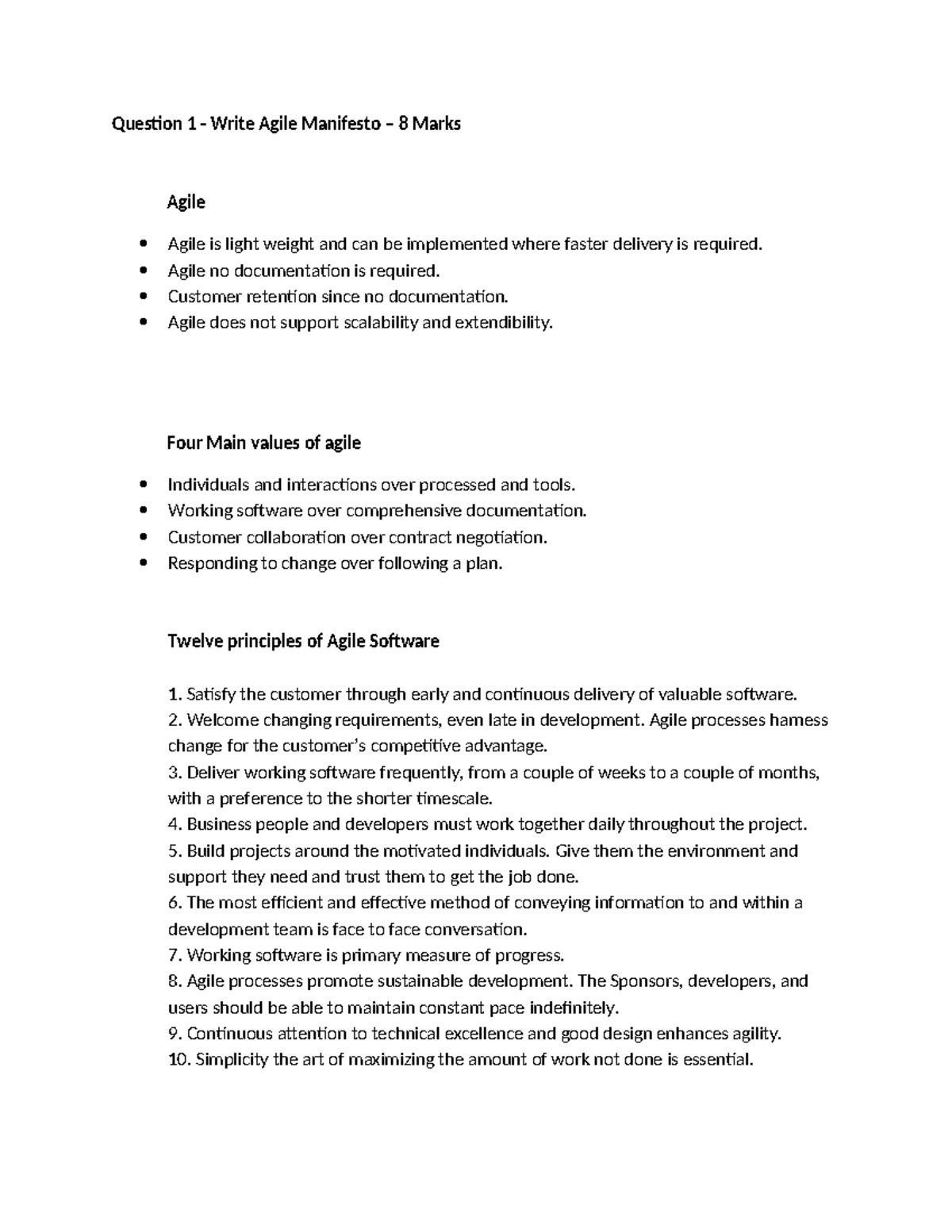 Capstone Project 2 - Agile Manifesto Overview and Principles - Studocu