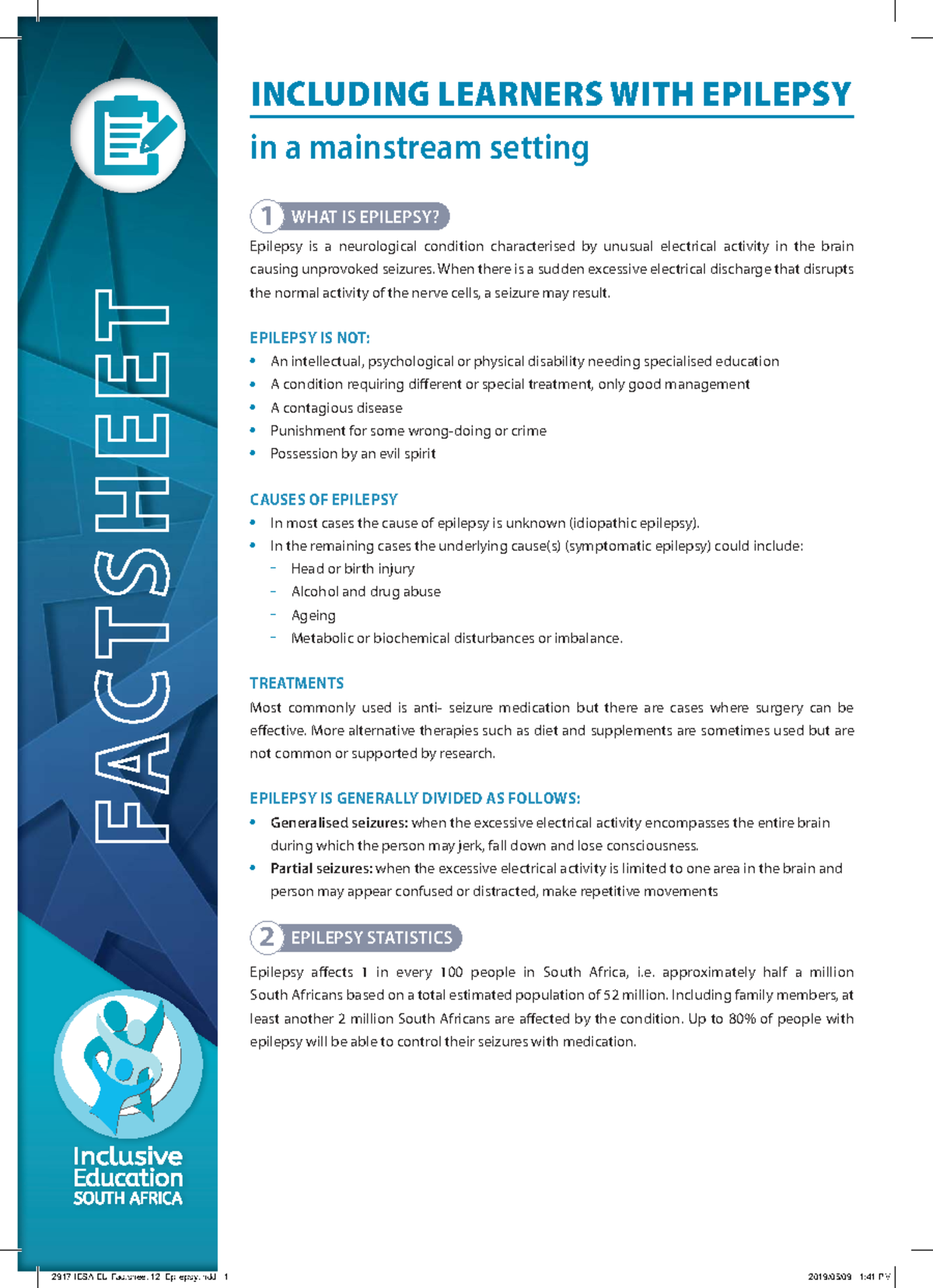 Including Learners with Epilepsy: Understanding the Condition and ...