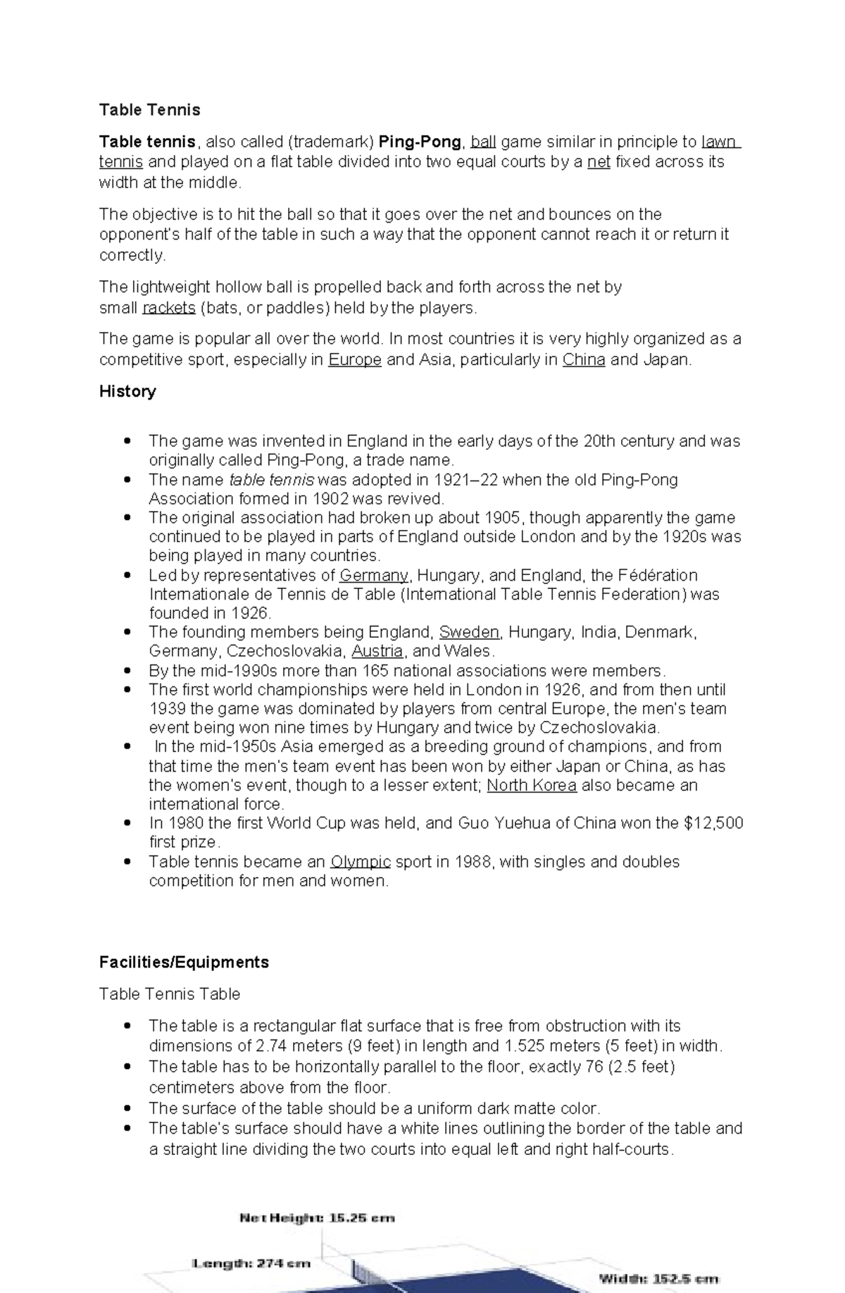 Table Tennis Overview and Rules - Course Code: TT101 - Studocu