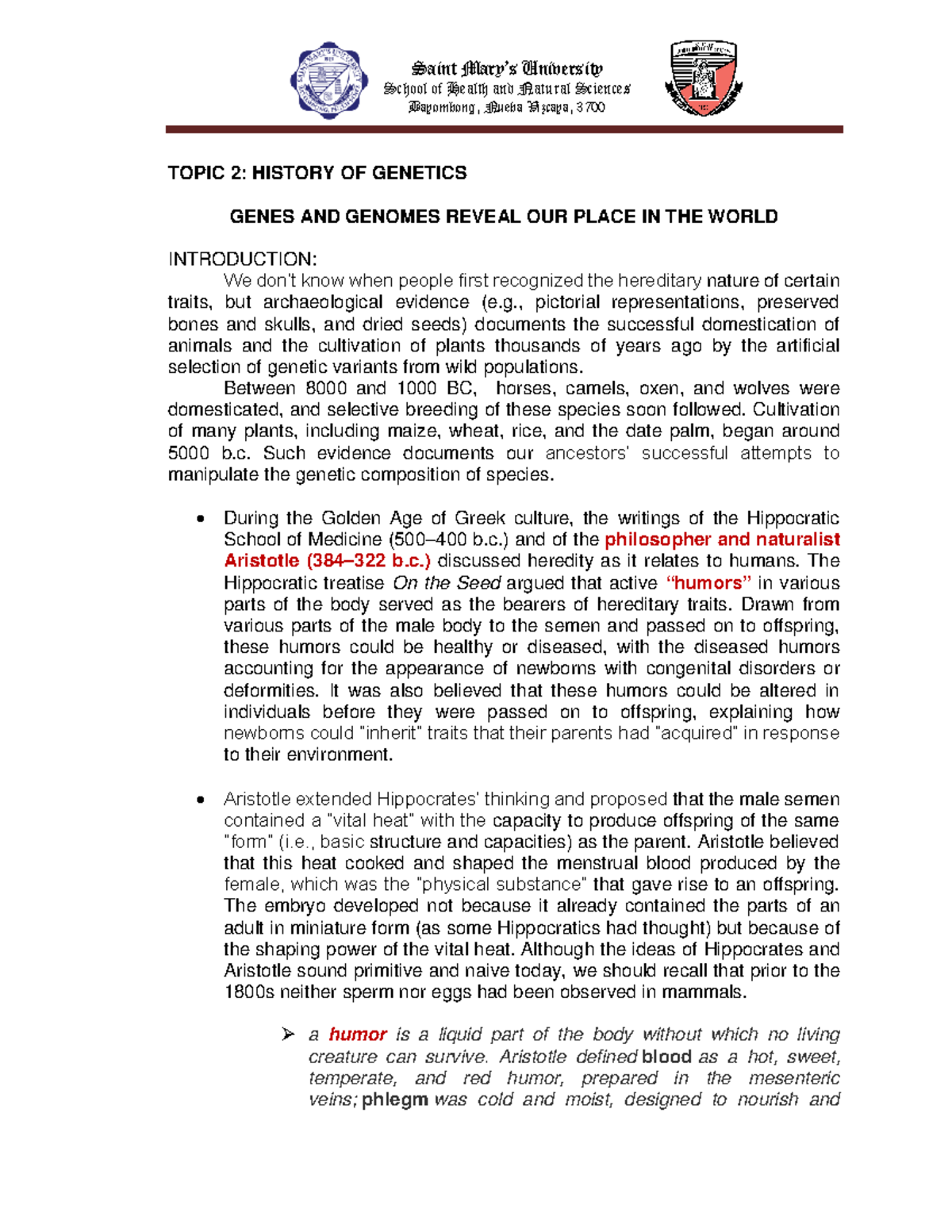 HIST 101: The Historical Evolution of Genetics from Ancient to Modern ...