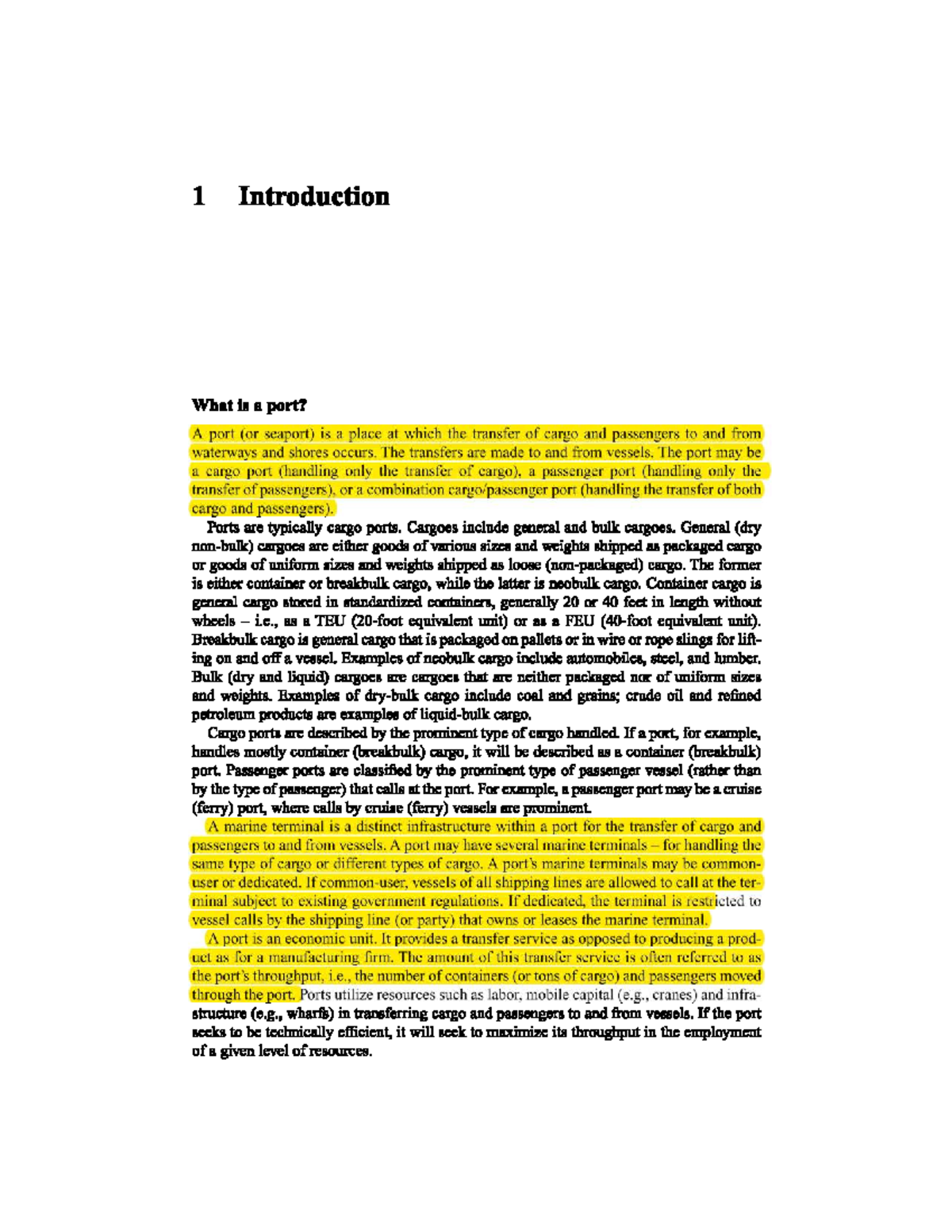 Port Economics (ECO 101): Chapter 1 - An Introduction to Ports - Studocu