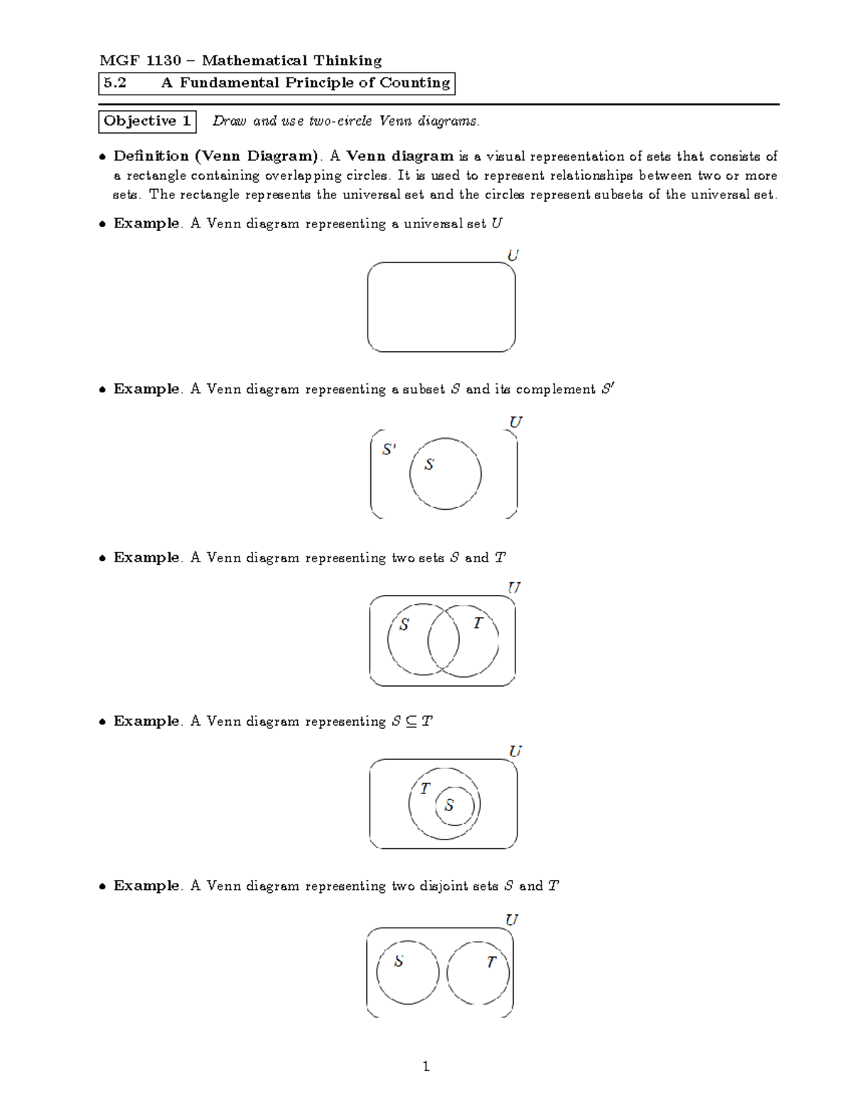 MGF 1130: Final Exam - Counting Principles & Venn Diagrams - Studocu