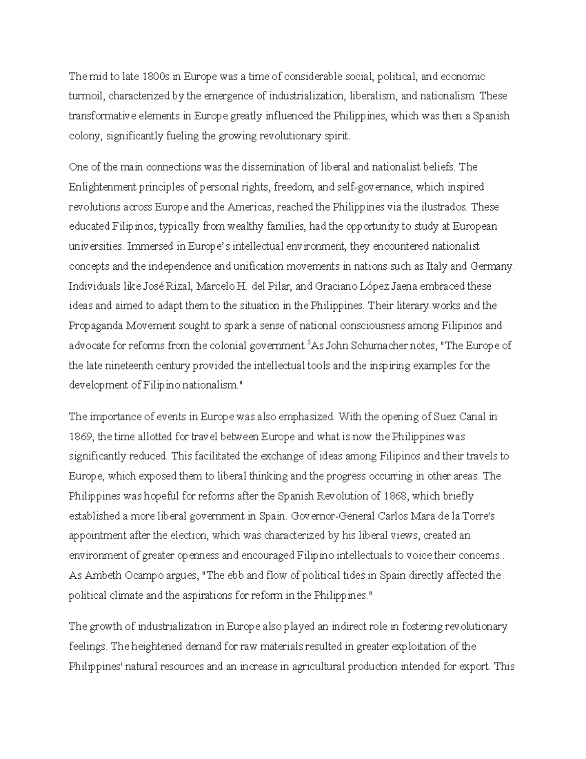 Assignment 1 LWR: Europe's Influence on Philippine Revolution in the ...