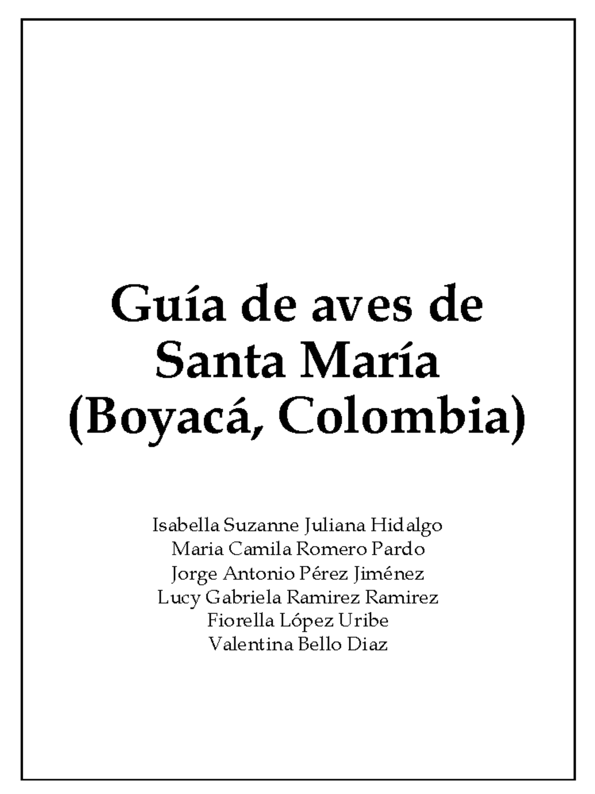 Guía de Aves de Santa María (Boyacá, Colombia) - Ecoturismo y ...