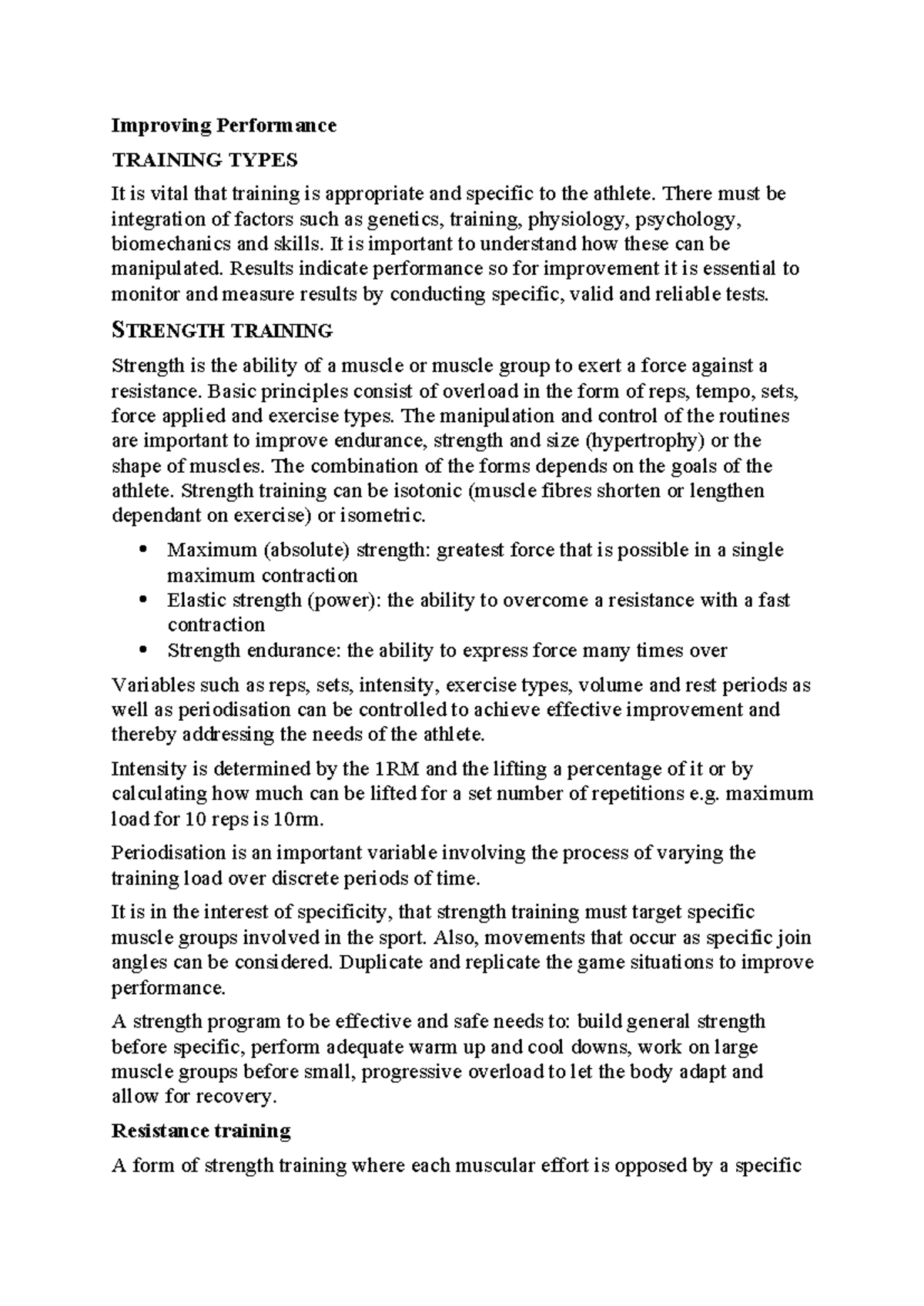 PDHPE Study Notes: Enhancing Athletic Performance & Training Strategies ...