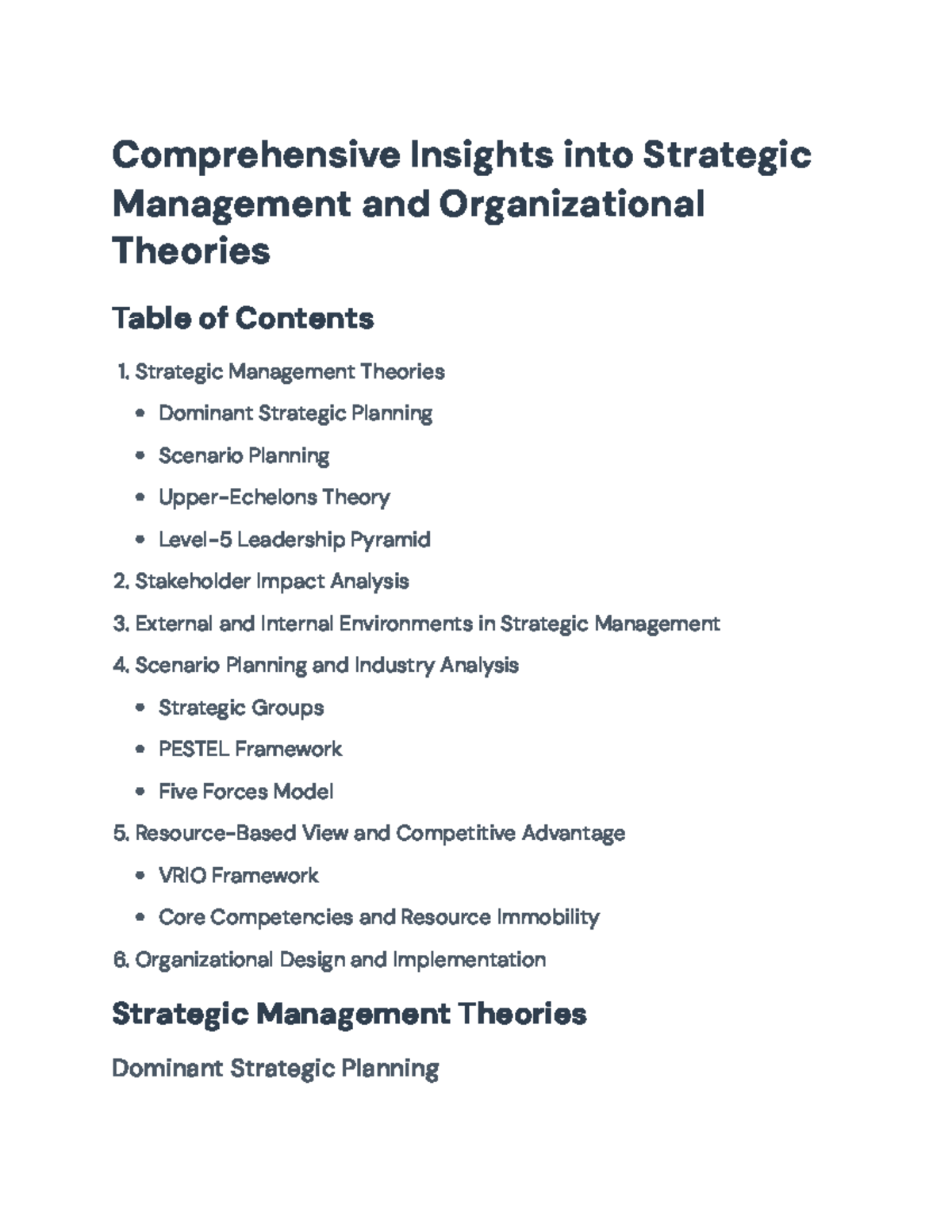 Strategic Management Theories and Tools: A Comprehensive Guide ...