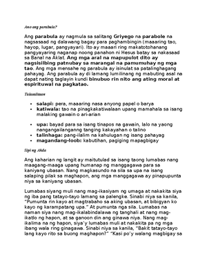 FIL 9 Pagsusulit Q3 WK3 Parabula - - Studocu