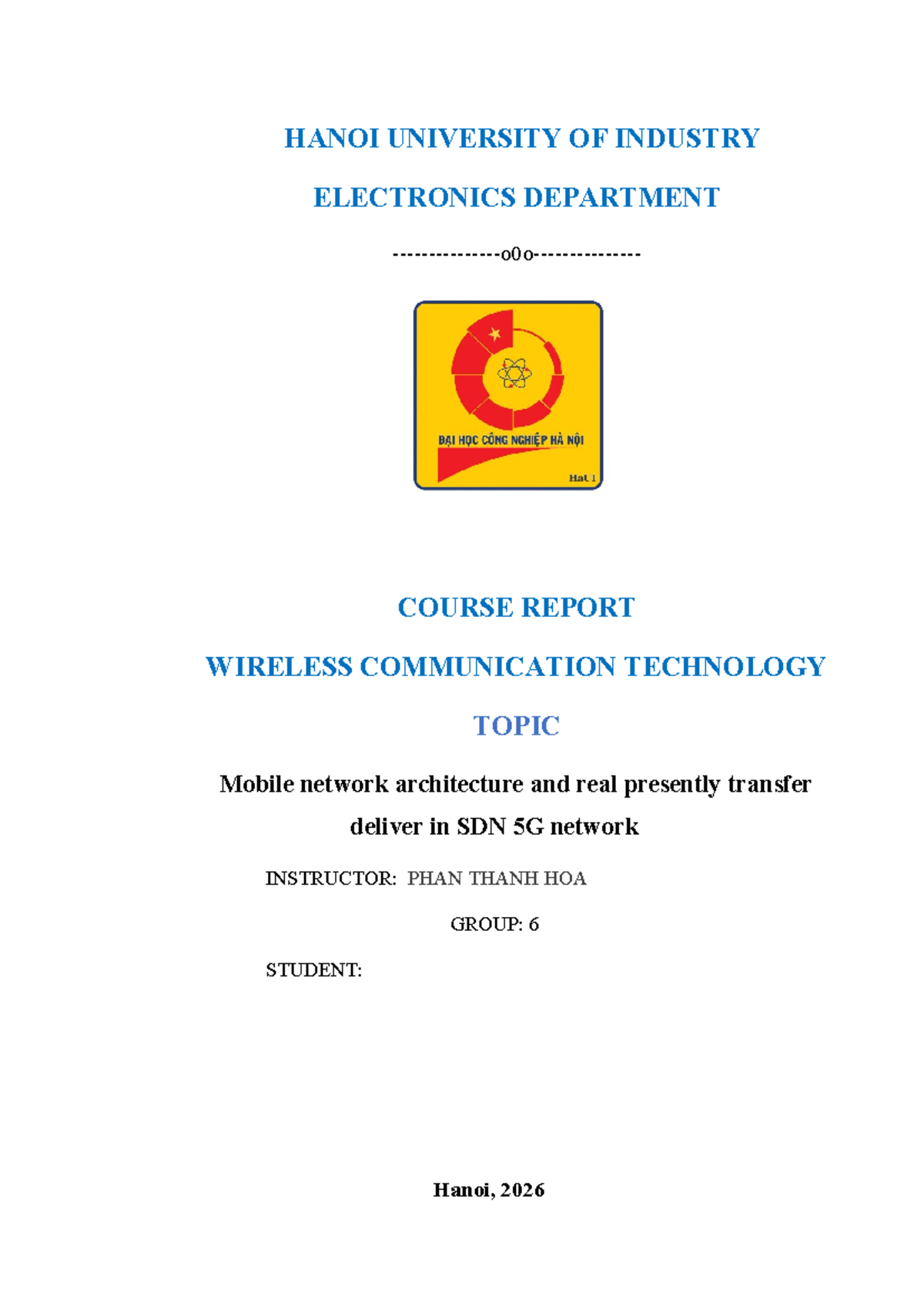 HUI-ET-2026 Course Report: Mobile Network Architecture in 5G SDN - Studocu