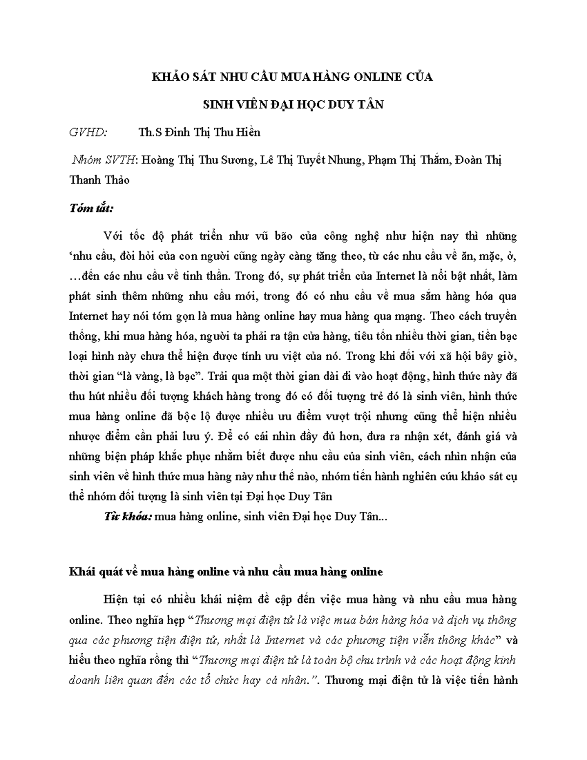 Mua hàng onl ĐH Duy Tân - KHẢO SÁT NHU CẦU MUA HÀNG ONLINE CỦA SINH ...