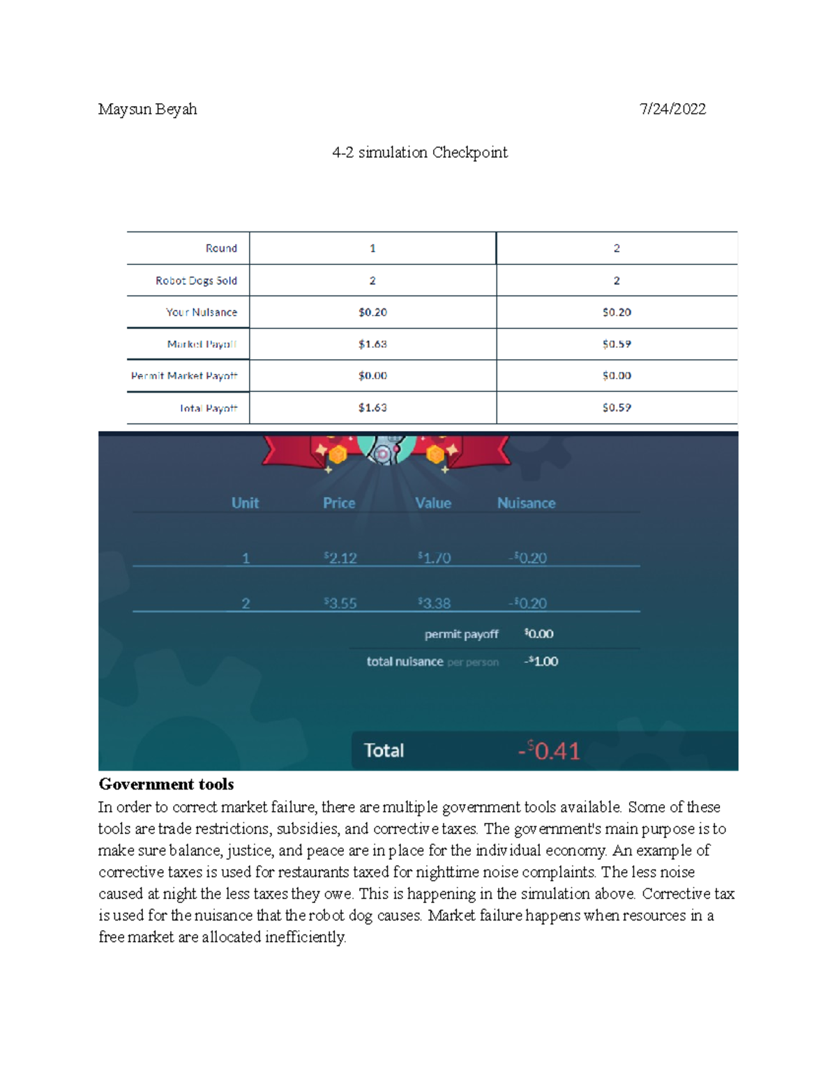 4-2 simulation Checkpoint - Maysun Beyah 7/24/ 4-2 simulation Checkpoint Government tools In ...