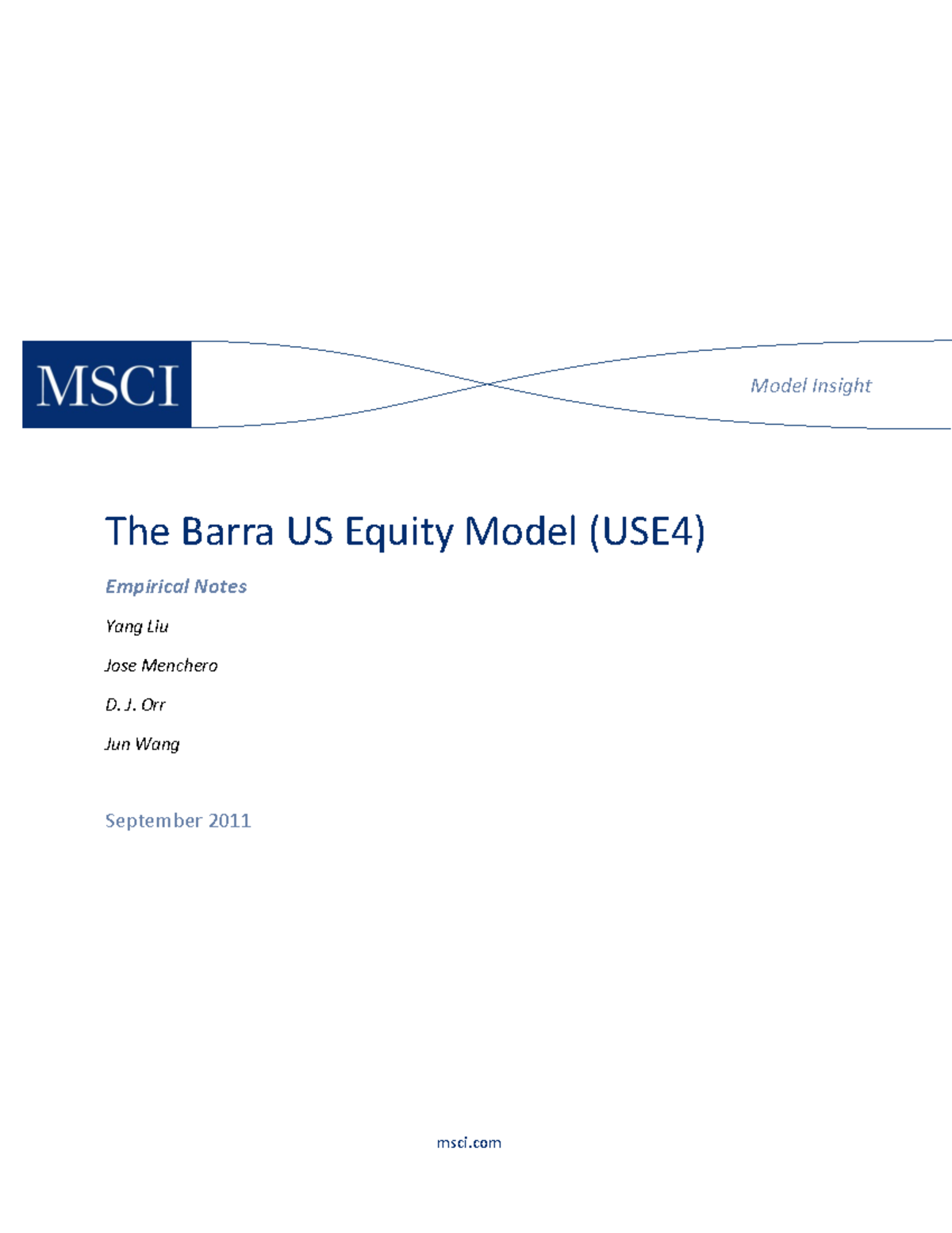 US Equity Model (USE4) Empirical Notes: Insights and Methodology - Studocu