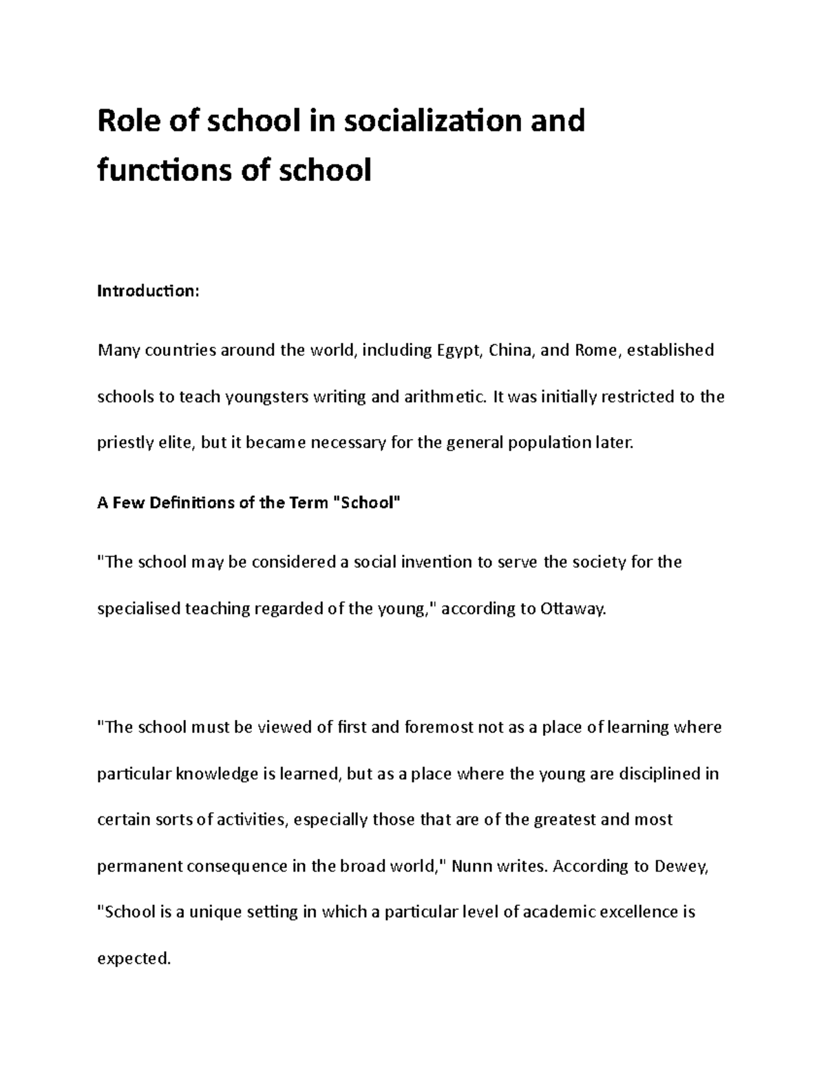 Role of school in socialization and functions of school - Role of ...