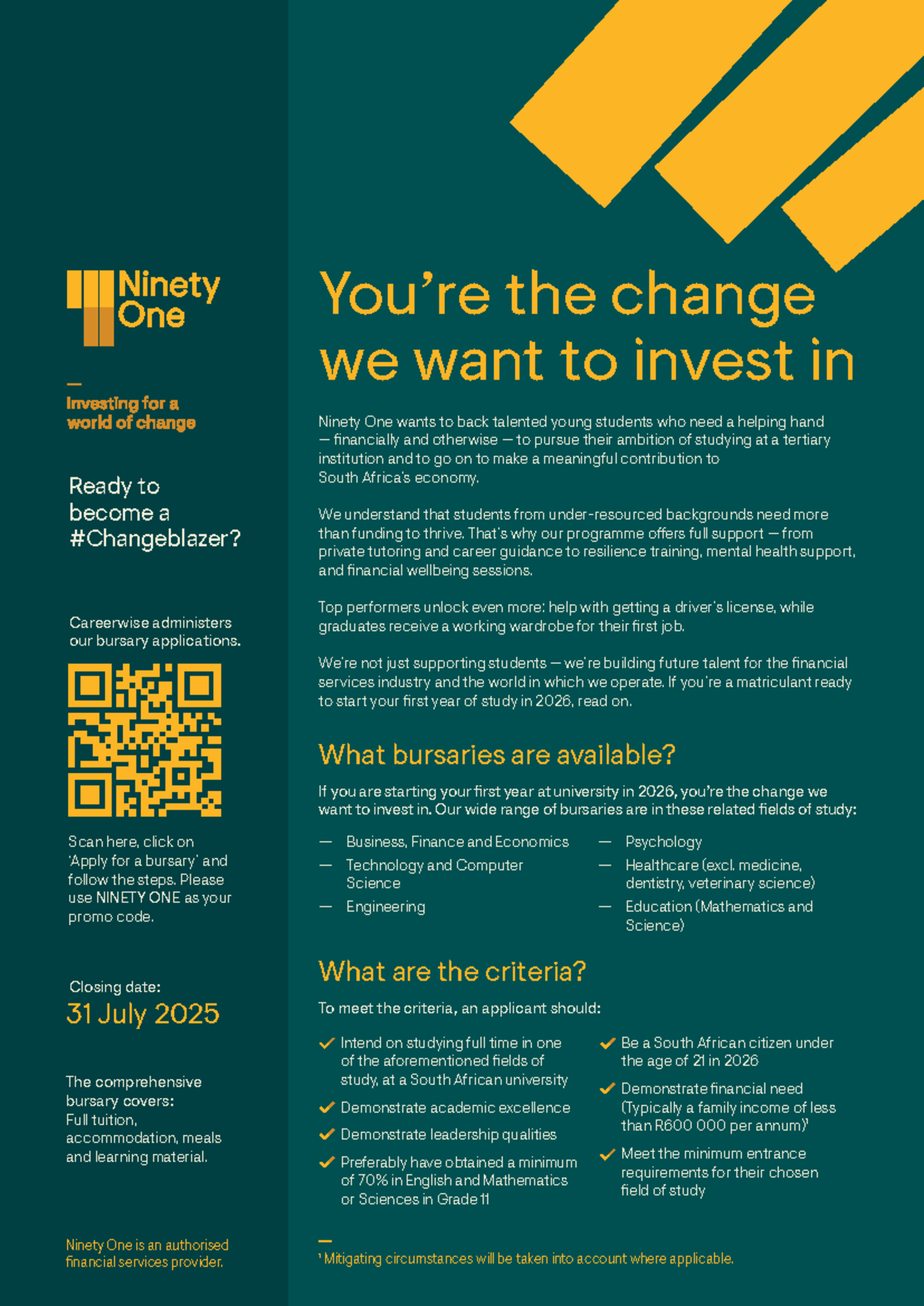 Ninety One Bursary Advert 2026: Invest in Your Future Today! - Studocu