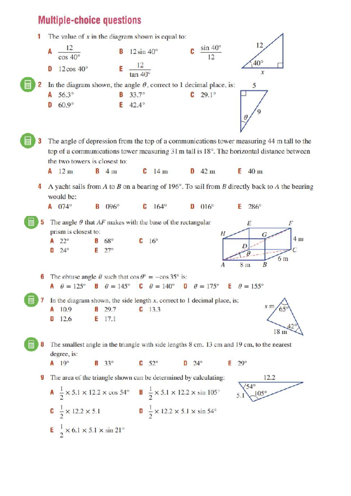 Chapter 7 Review - Trigonometry Questions and Solutions - Studocu