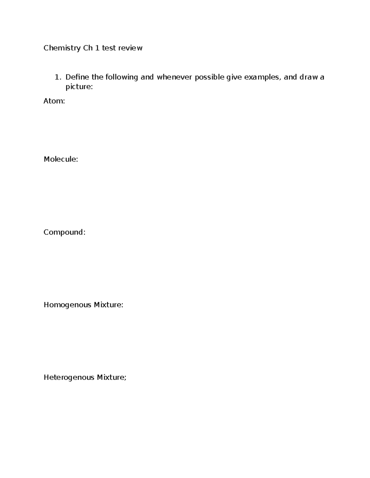 Chemistry ch 1 review - Its chem - Chemistry Ch 1 test review 1. Define ...
