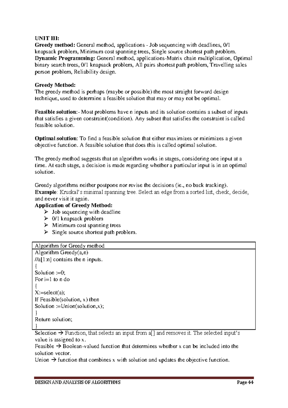 Greedy Method and Knapsack Problem - Design & Analysis of Algorithms ...