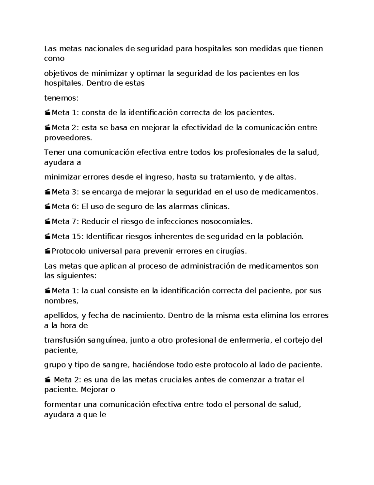 Metas Nacionales de Seguridad en Hospitales: Protocolo y Objetivos ...