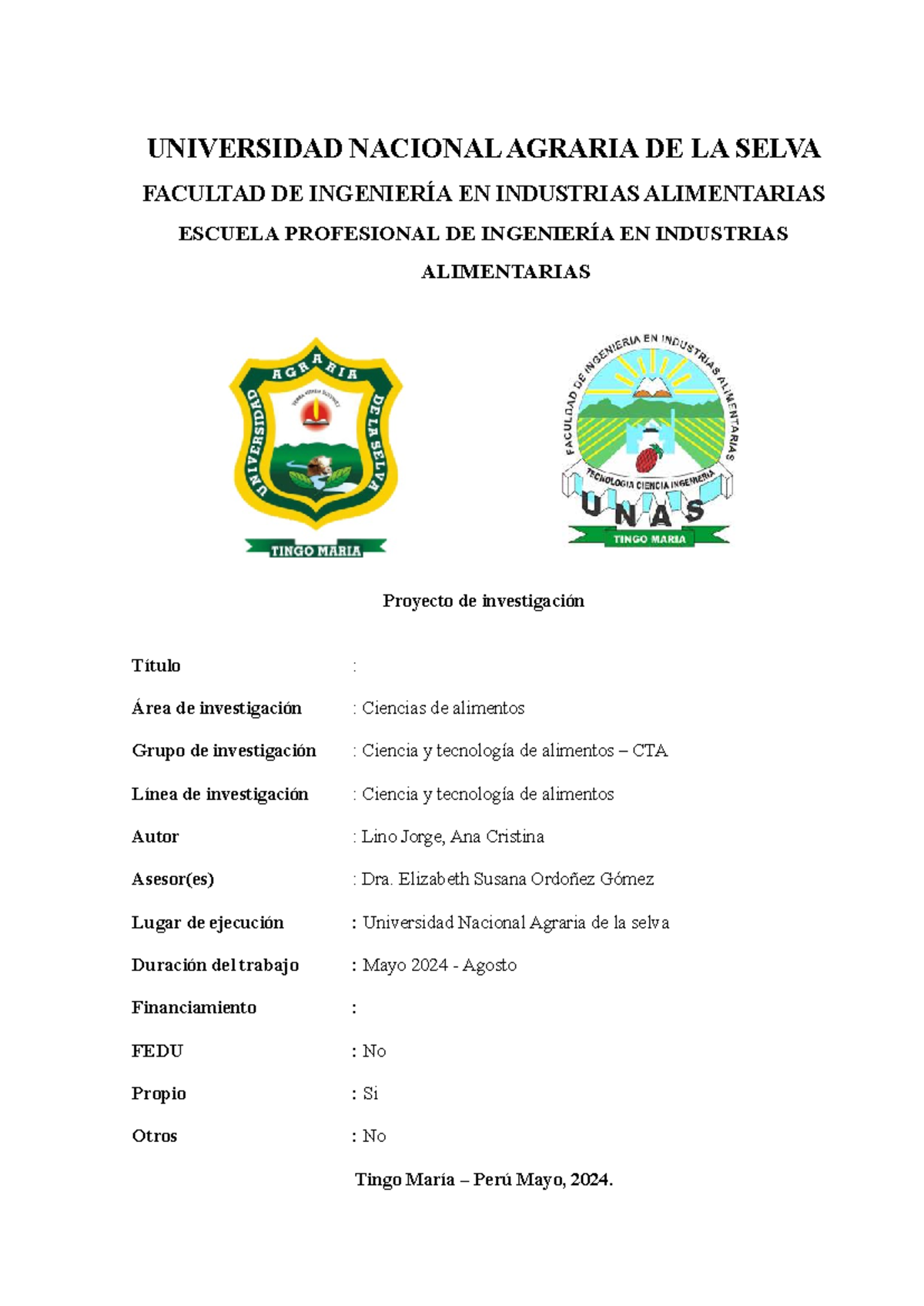 Proyecto de Investigación: Caracterización del Almidón de Cáscara de ...