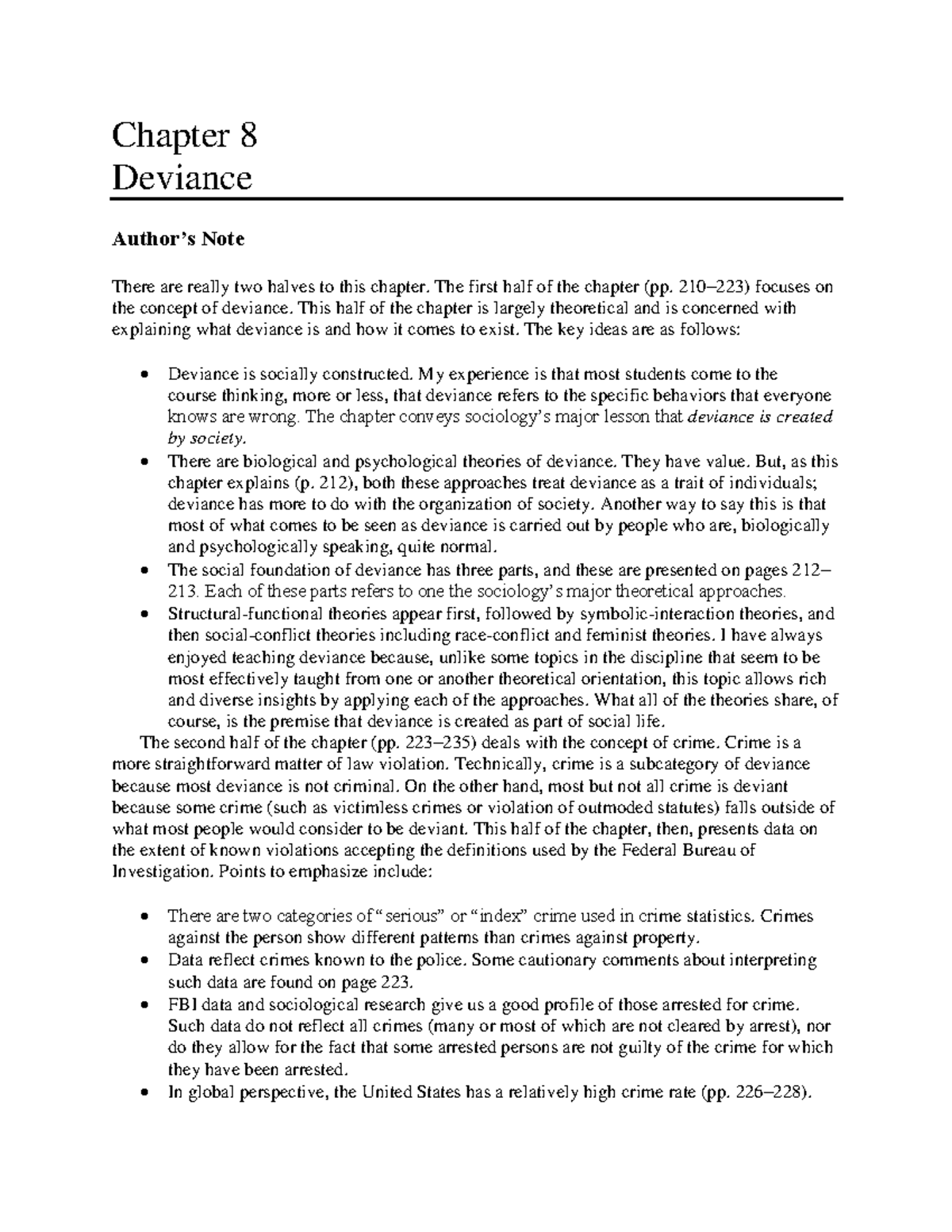 Chapter 8 - Understanding Deviance and Crime in Society - Studocu