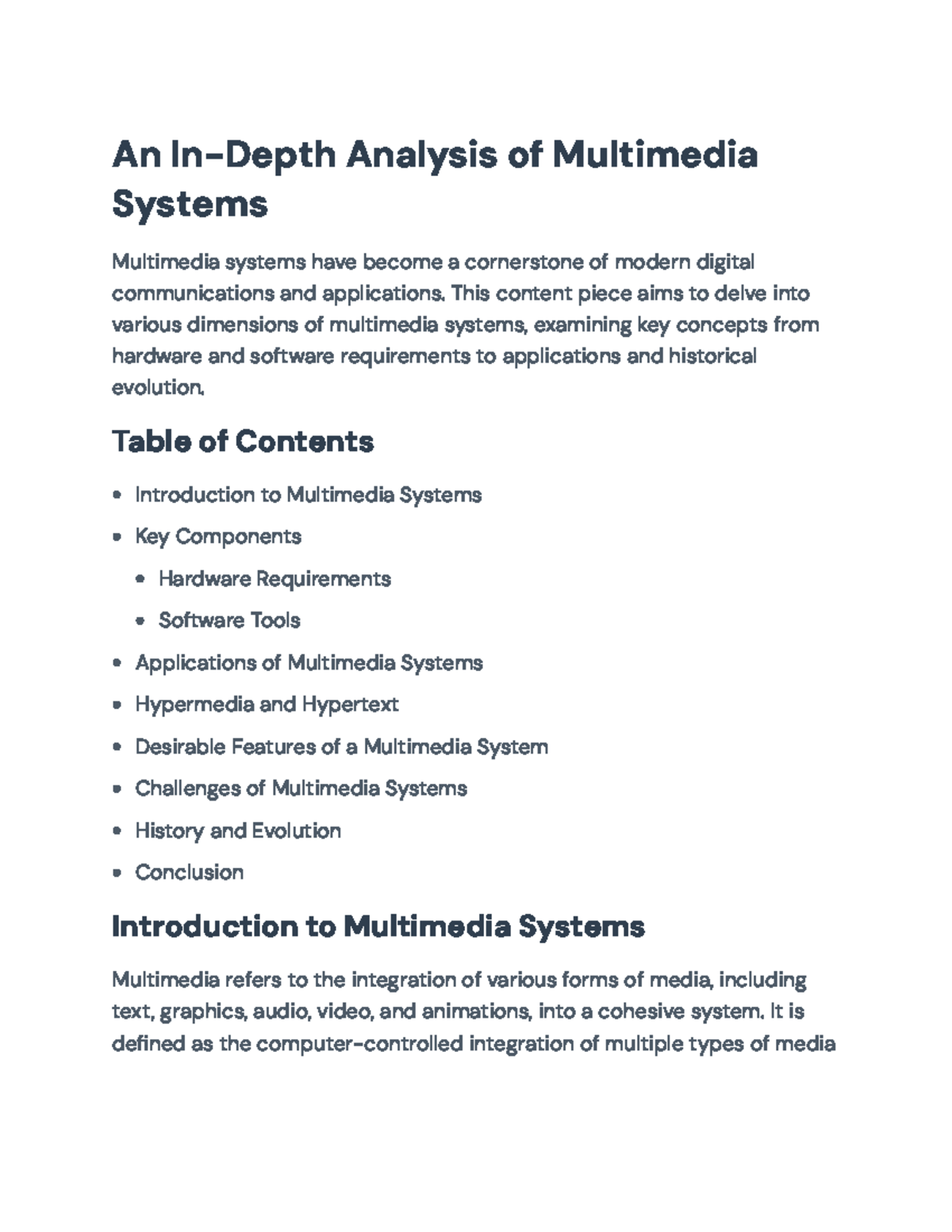 Understanding Multimedia Systems: Components, Applications & Challenges ...