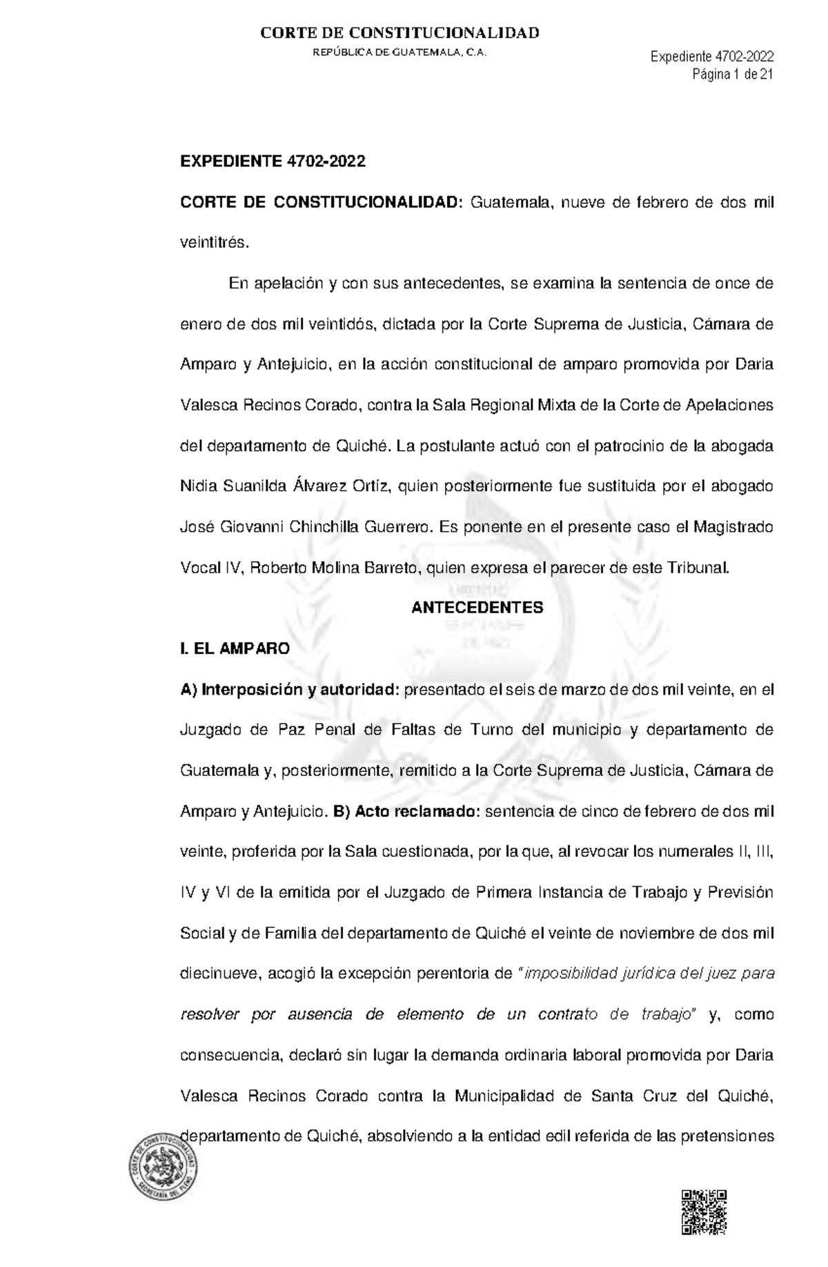 Valoración de Prueba en Conciencia: Caso Daria Valesca Recinos Corado ...