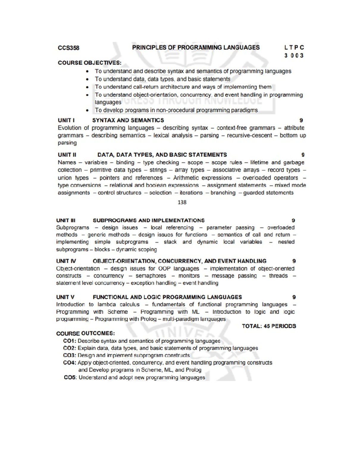 CCS358 Principles of Programming Languages Lecture Notes - Studocu