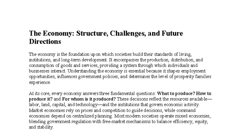 ECO 101: Understanding Economic Structures & Future Challenges - Studocu