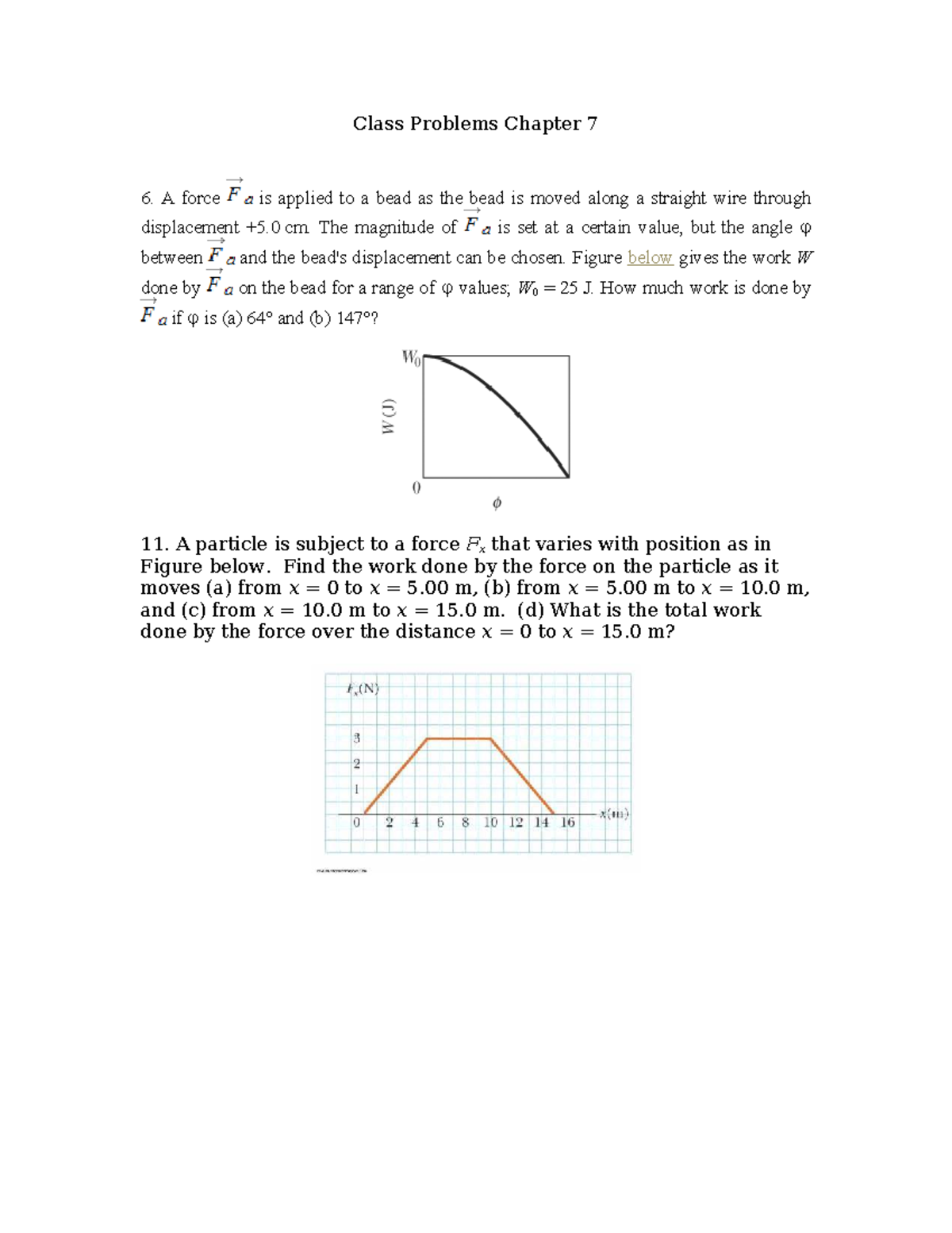 Chapter 7 Class Problems: Work and Forces Analysis - Studocu