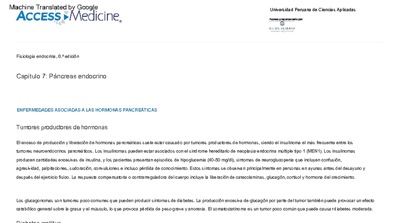 Enfermedades Asociadas a las Hormonas Pancreáticas - Fisiología Endocrina, 6.ª - Studocu