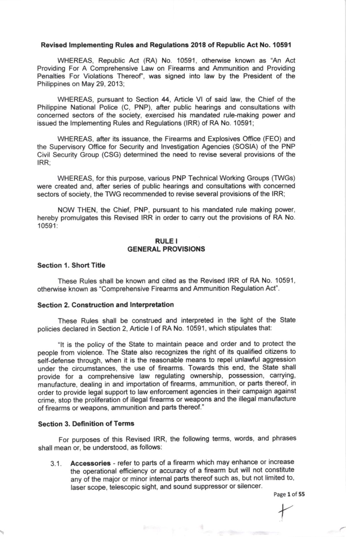Revised Implementing Rules and Regulations of RA No. 10591 (2018) - Studocu