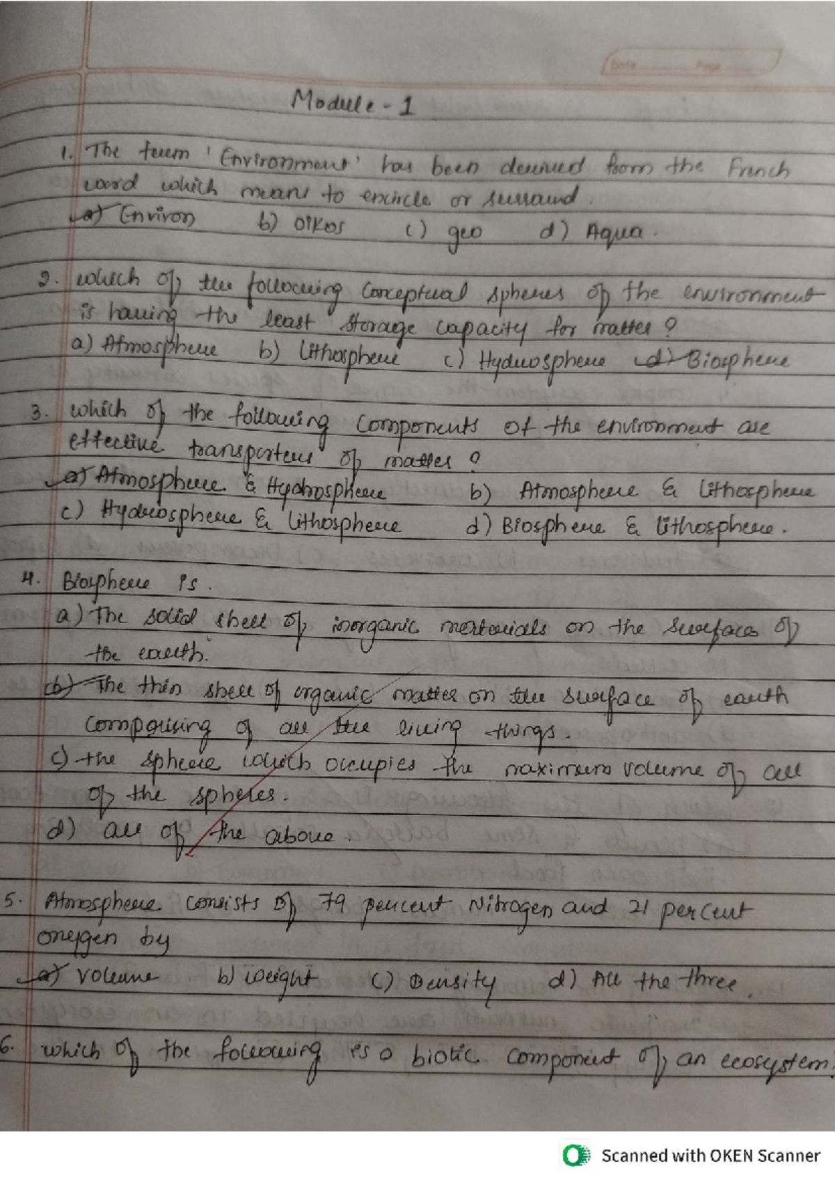 Environmental Science Quiz - Module 1 (ENV 101) - Studocu