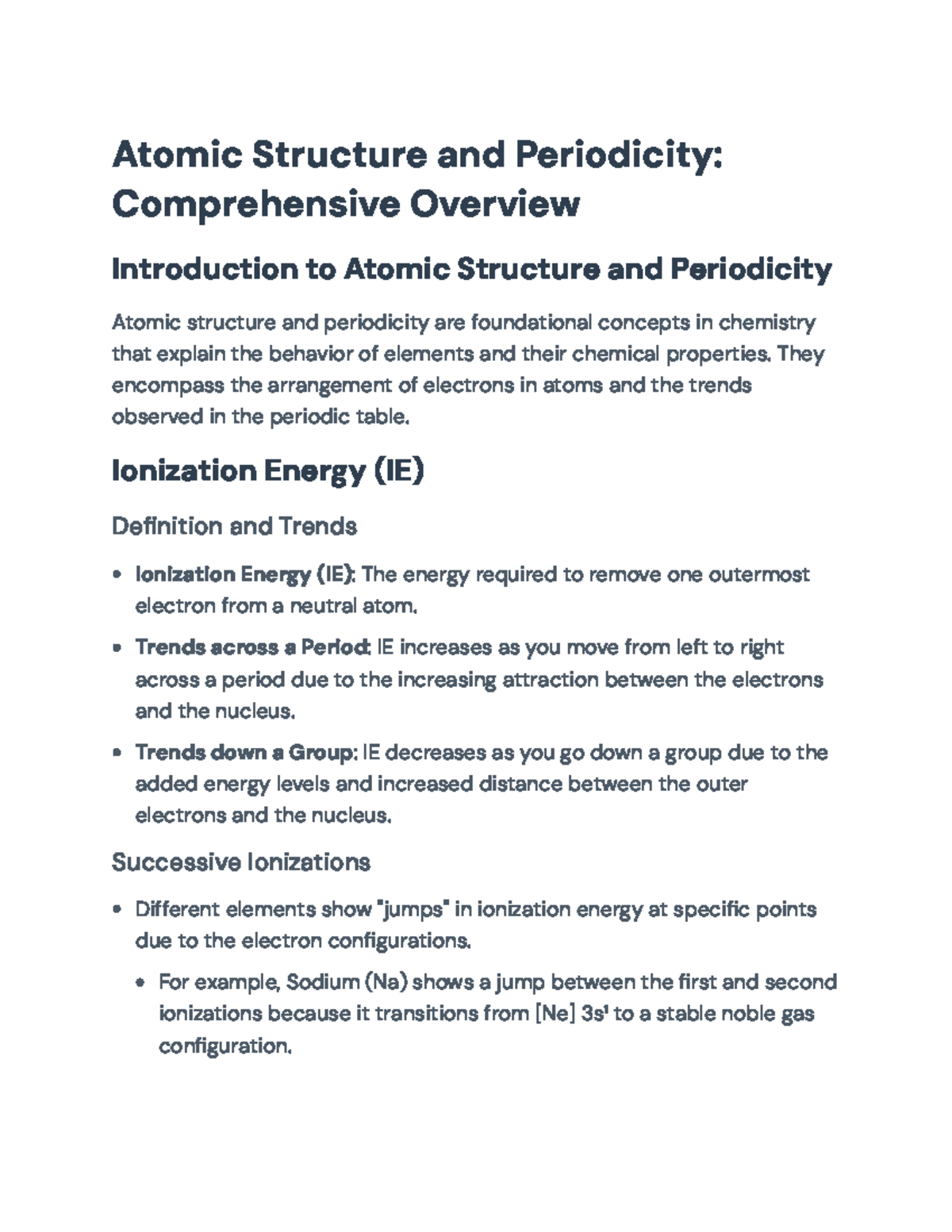 Atomic Structure and Periodicity: Comprehensive Overview for Chem 101 - Atomic Structure and ...