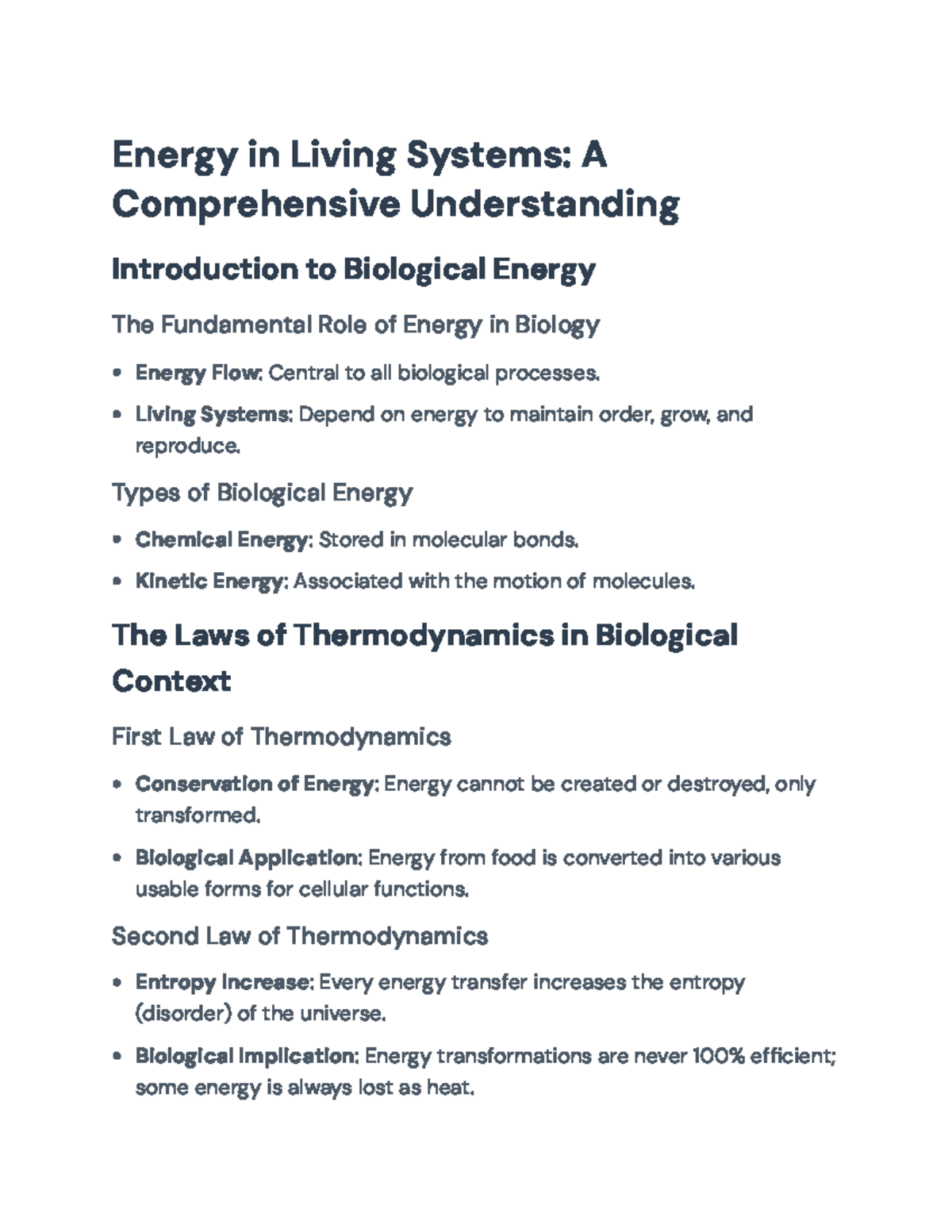 Understanding Energy in Living Systems: Biology Concepts (BIO 101 ...