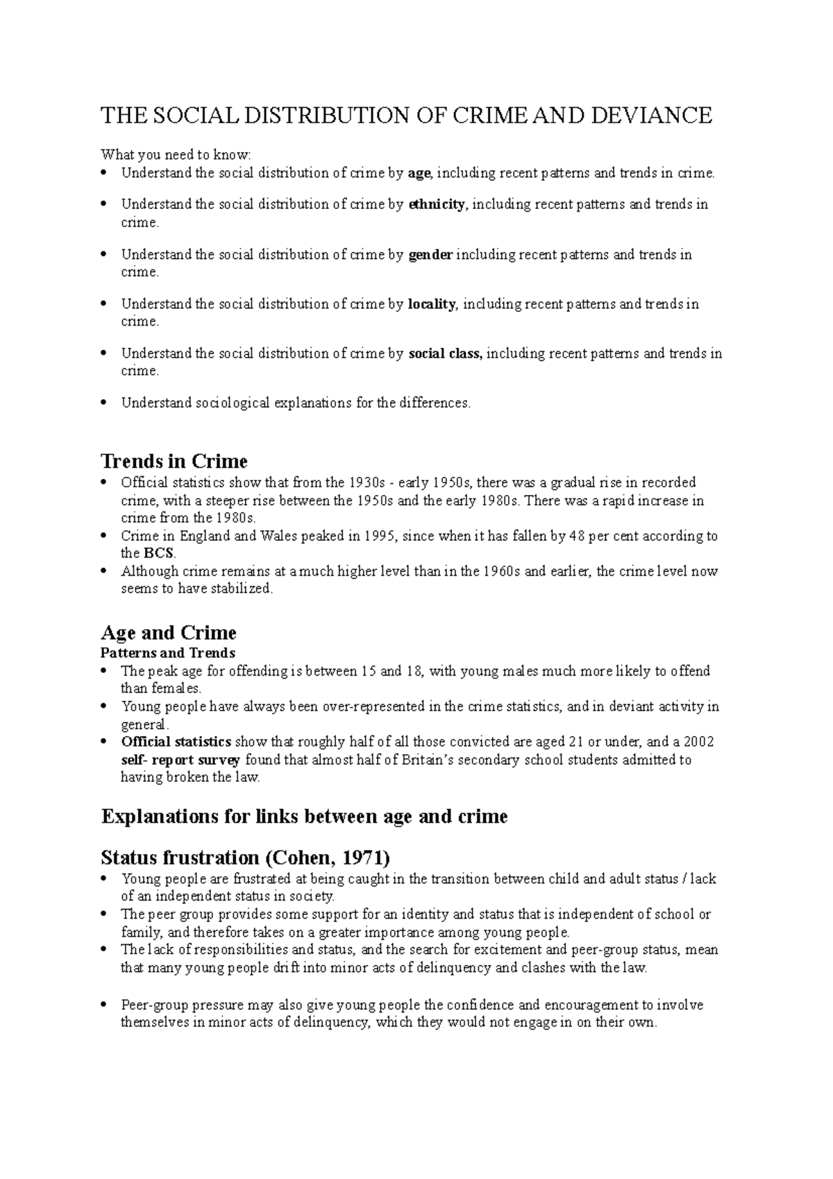 THE Social Distribution OF Crime AND Deviance - THE SOCIAL DISTRIBUTION ...