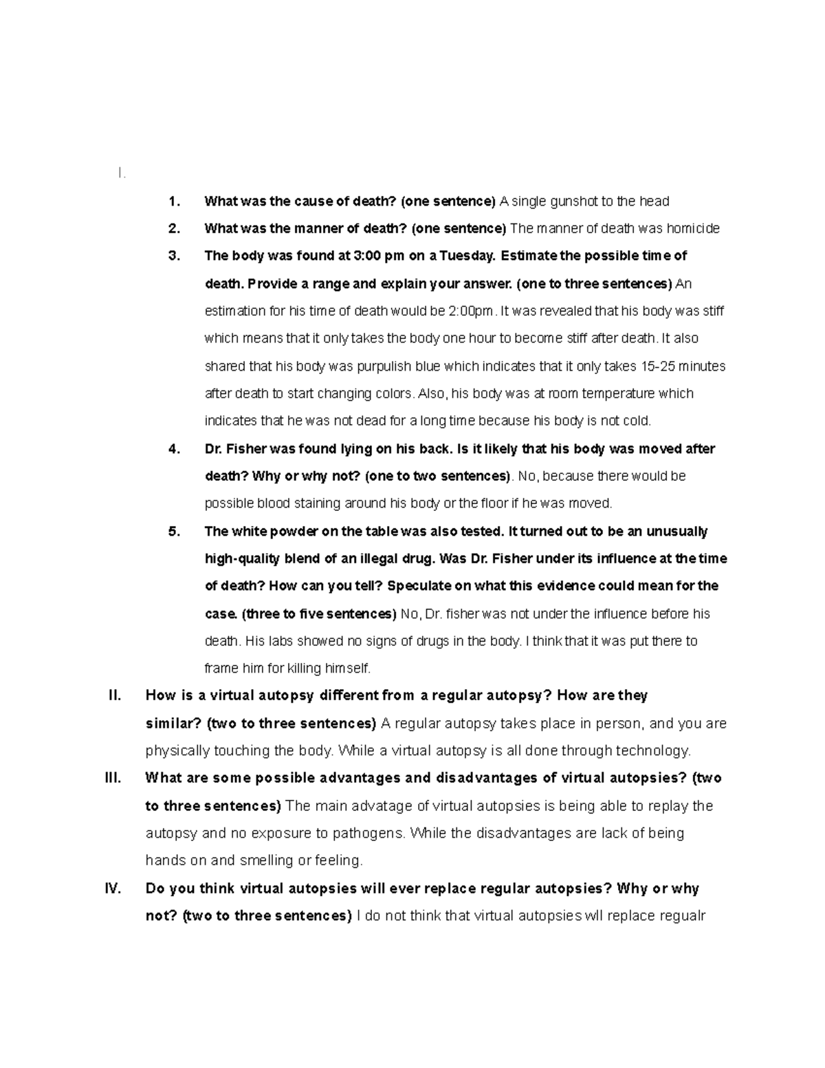 Unit 6 Activity - Forensic Analysis of Death Investigations - Studocu