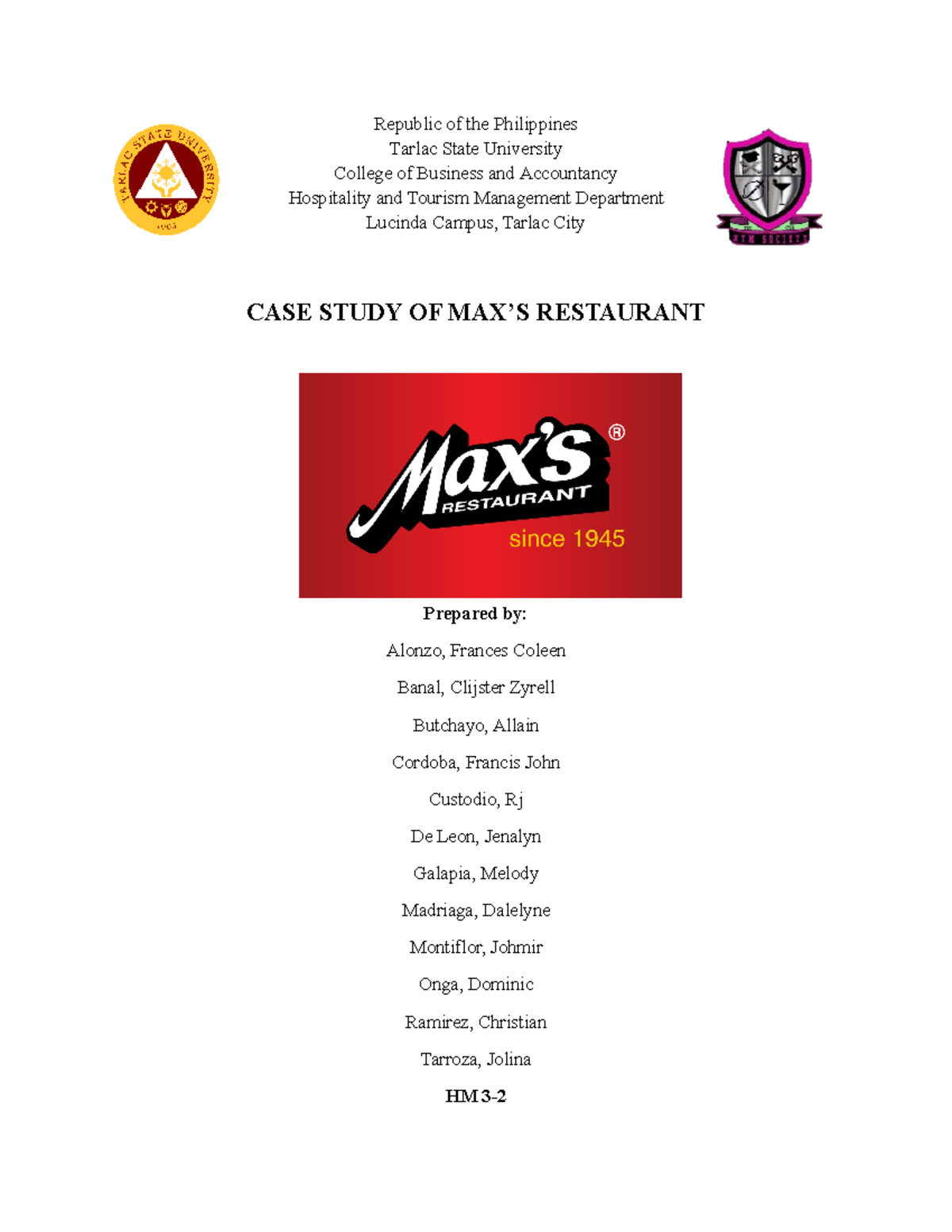 Case Study: Analyzing Challenges and Opportunities at Max's Restaurant ...
