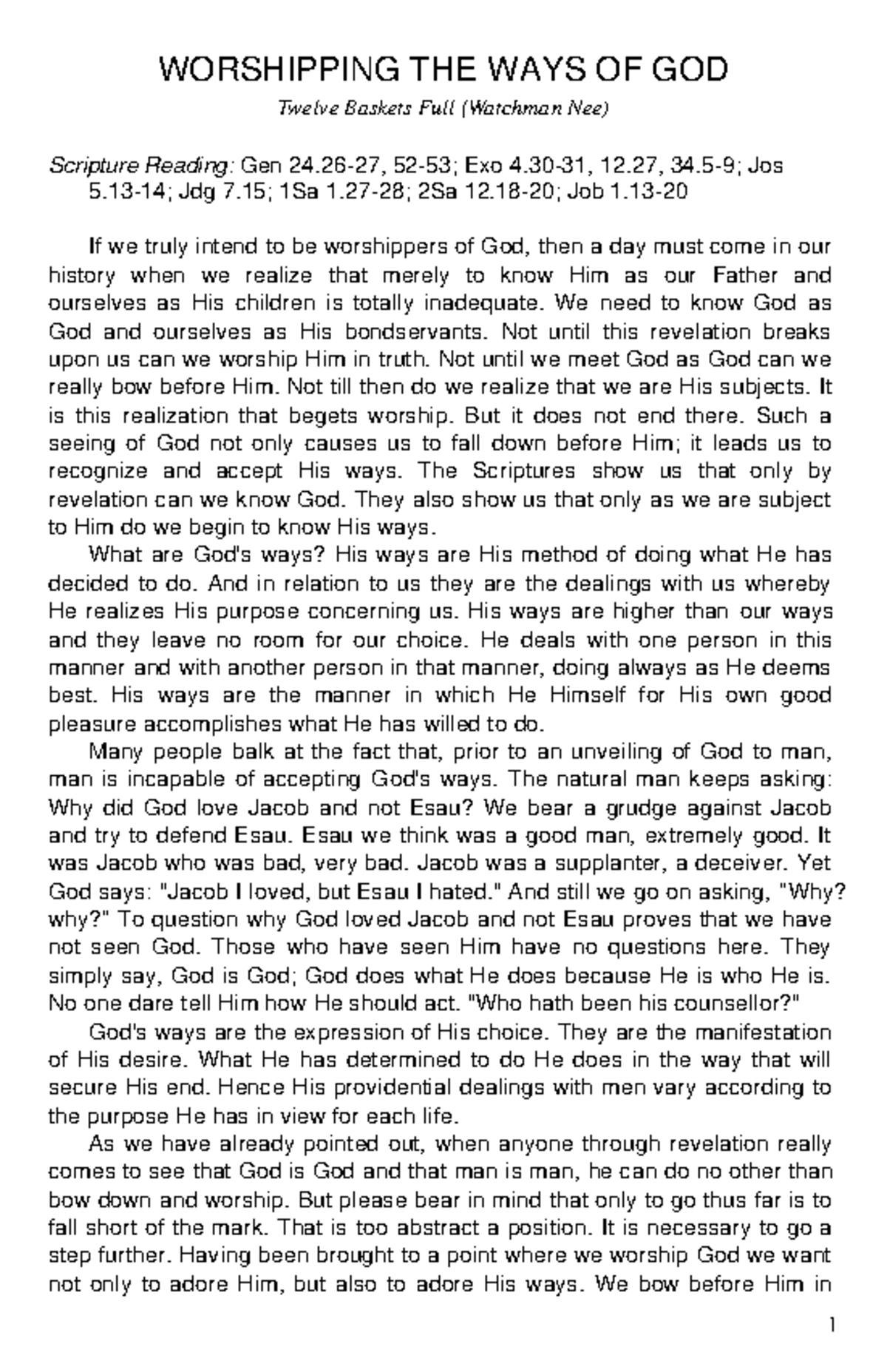 Worshipping THE WAYS OF GOD - WORSHIPPING THE WAYS OF GOD Twelve ...
