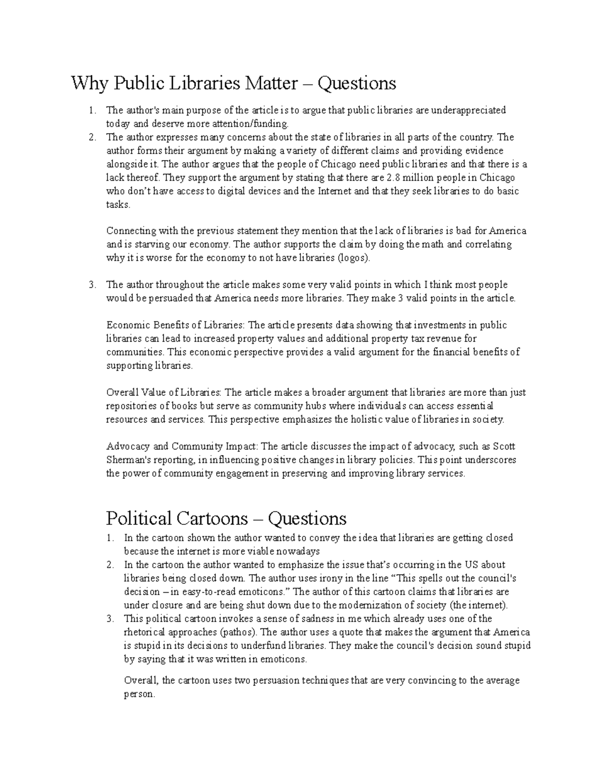 AP Capstone Essay: Importance of Public Libraries and Advocacy - Studocu
