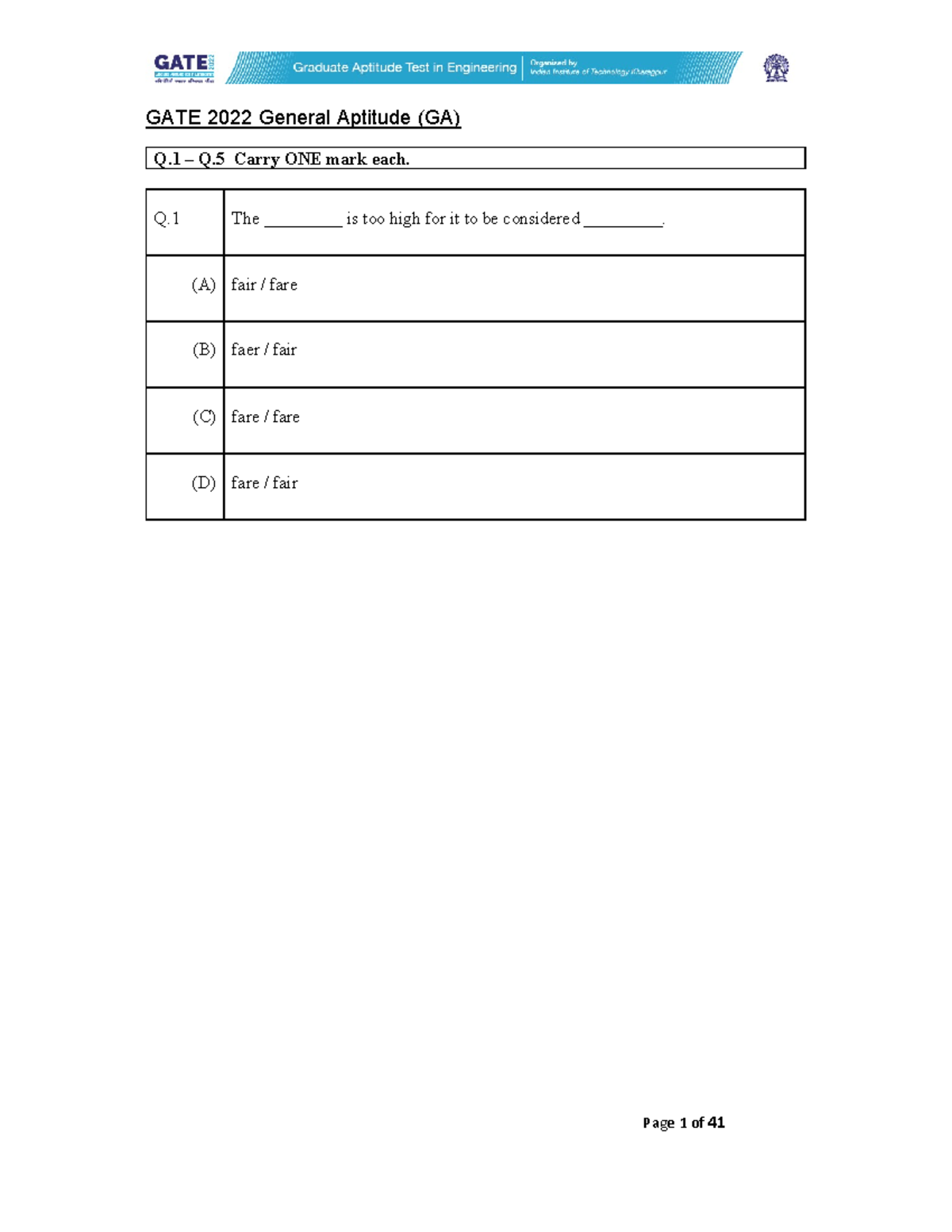 GATE 2022 General Aptitude & Computer Science MCQs and Solutions - Studocu